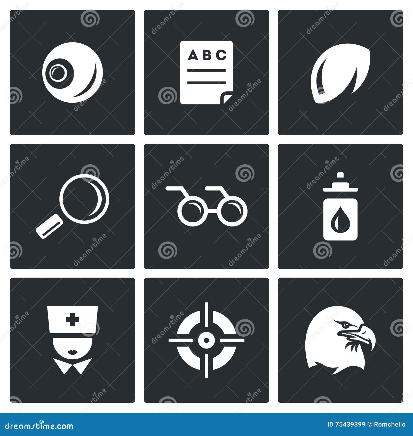Vector Set of Human Vision Icons. Stock Vector - Illustration of ...