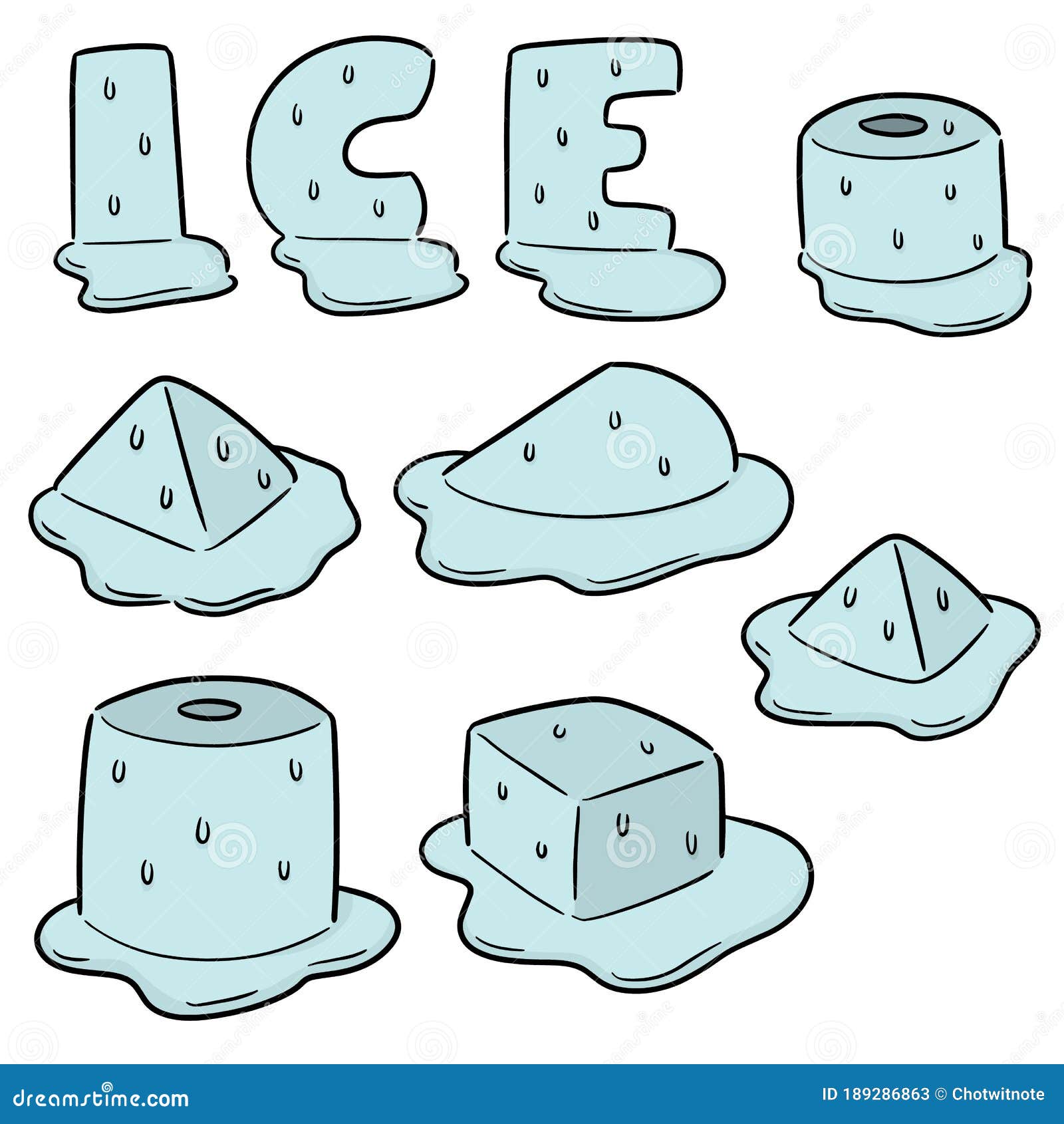 Vector set of ice stock vector. Illustration of hand - 189286863