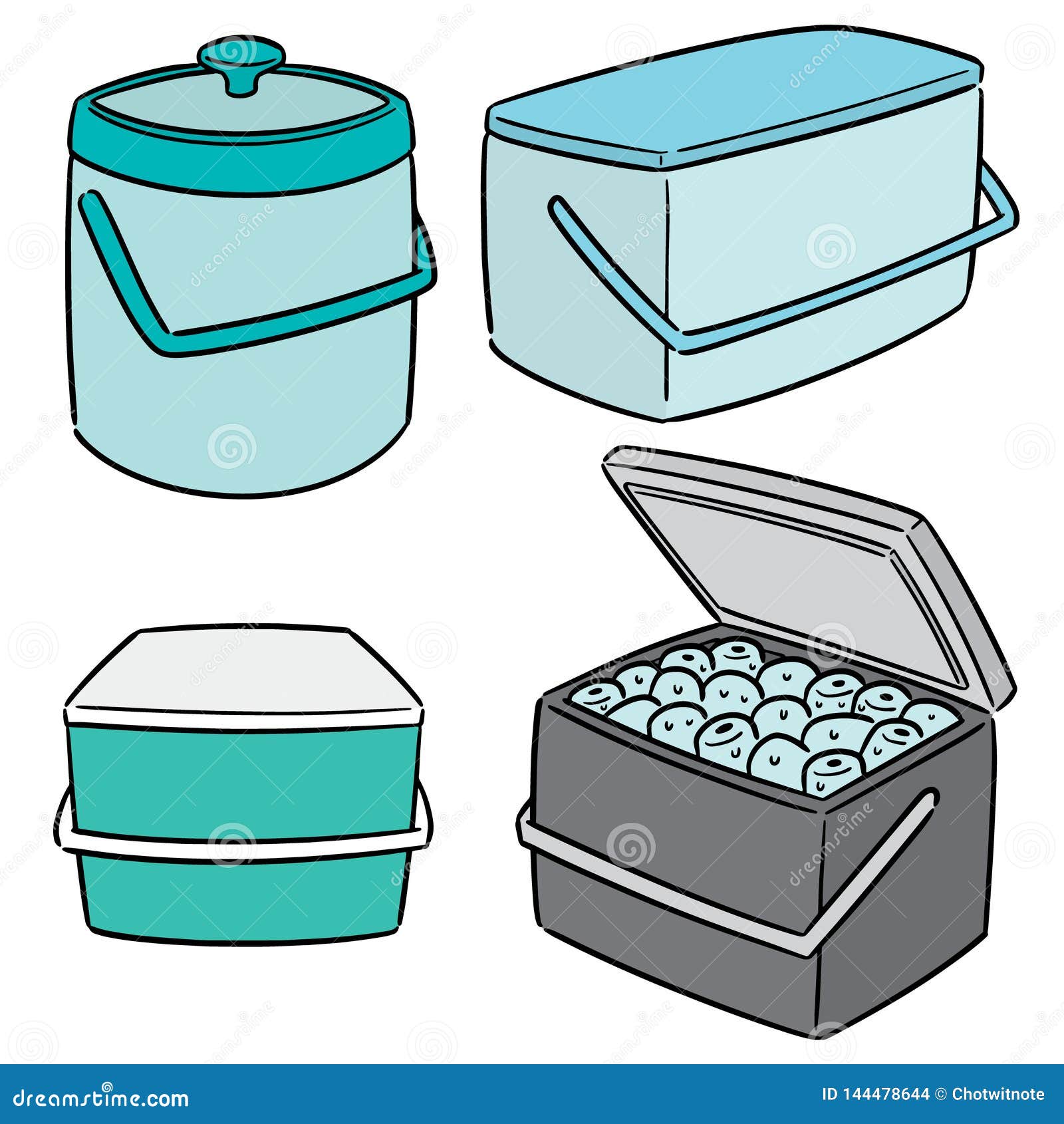 Vector set of ice bucket stock vector. Illustration of chest - 144478644