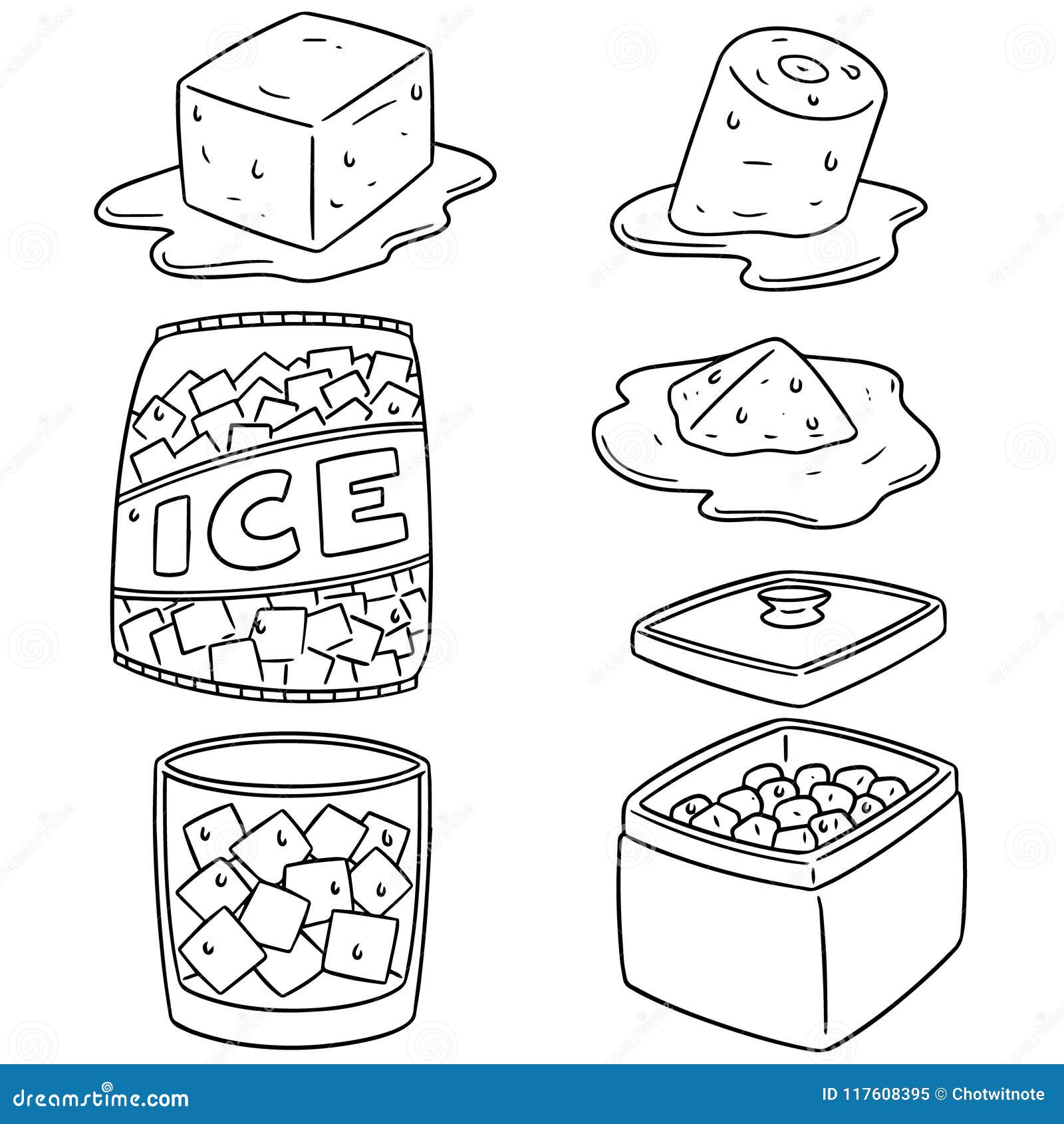 Vector set of ice stock vector. Illustration of drawn - 117608395
