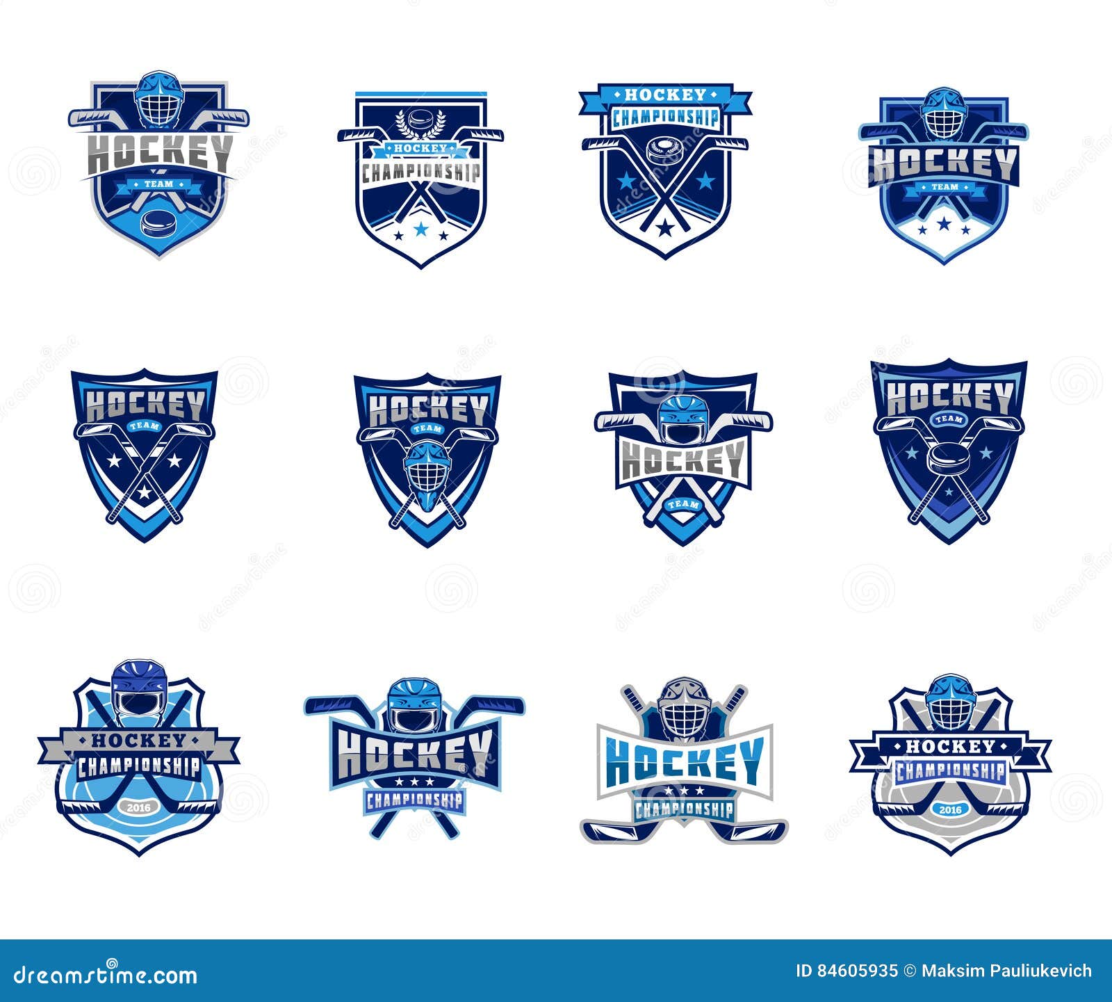 Vector Set Of Ice Hockey Badges, Stickers, Emblems | CartoonDealer.com ...