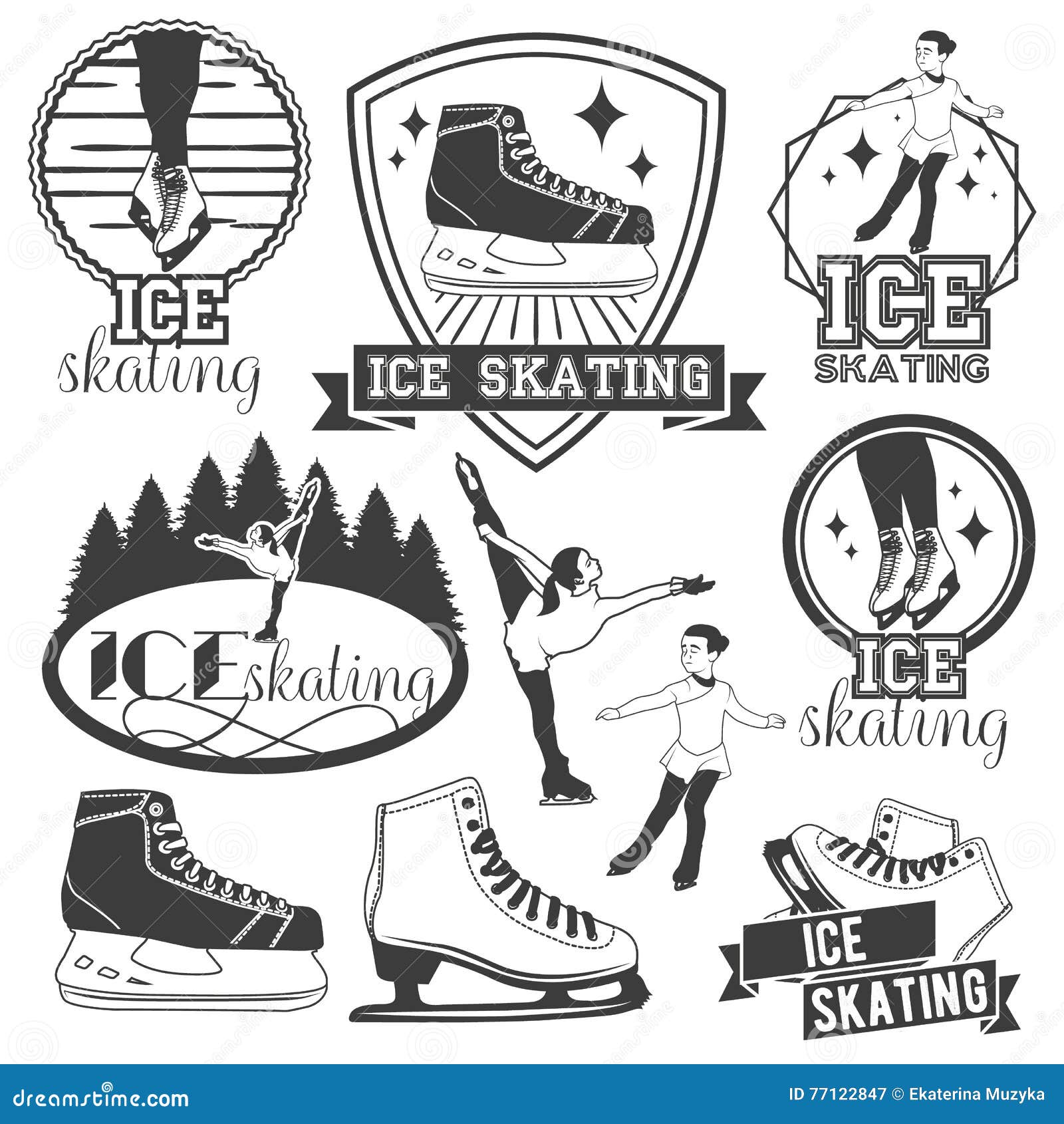 Vector Set of Ice Skating Emblems, Badges, Logos, Banners and Design ...