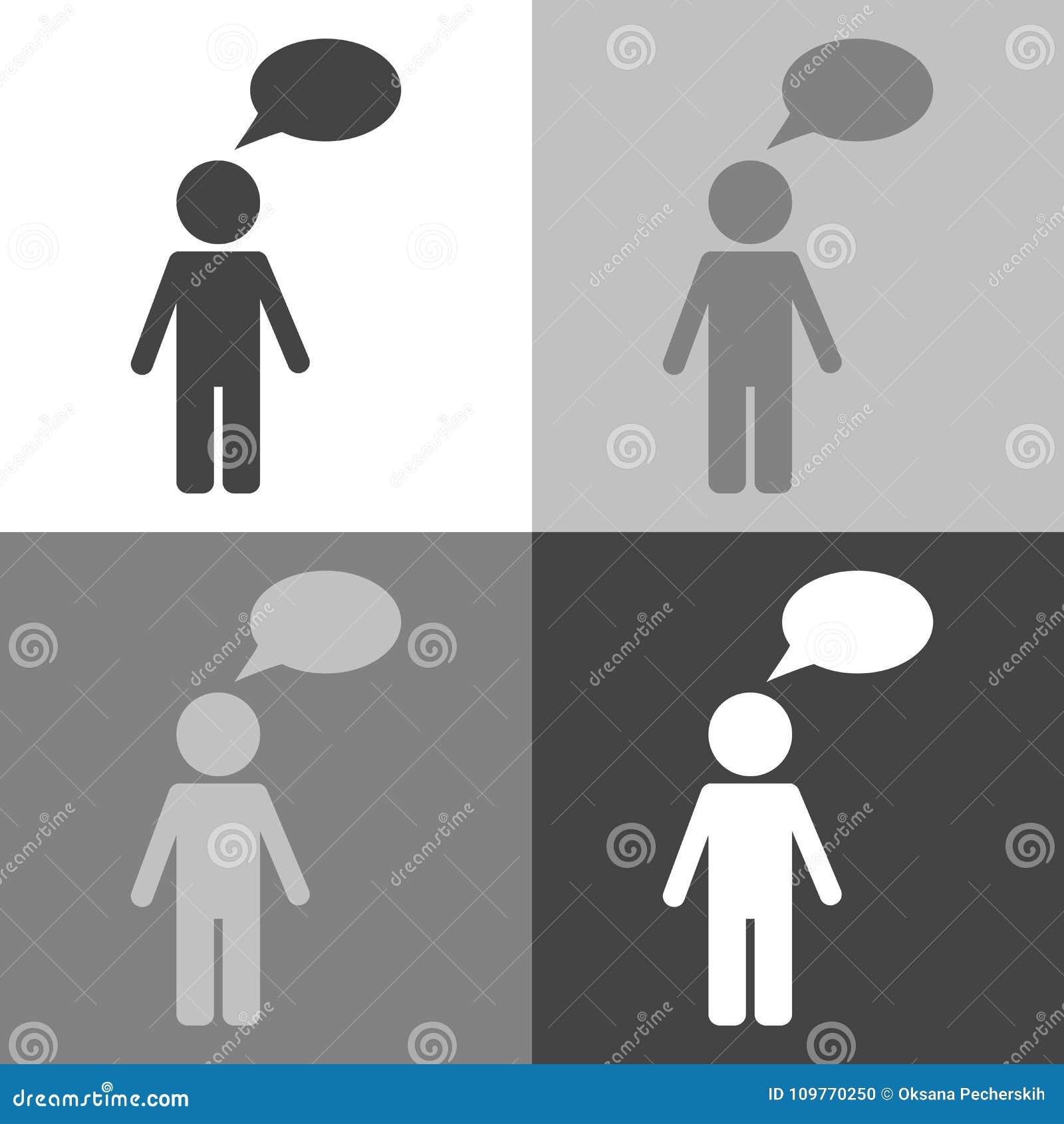 Vector Set Icon Man Thinks or Talk. Vector Illustration on White Stock ...