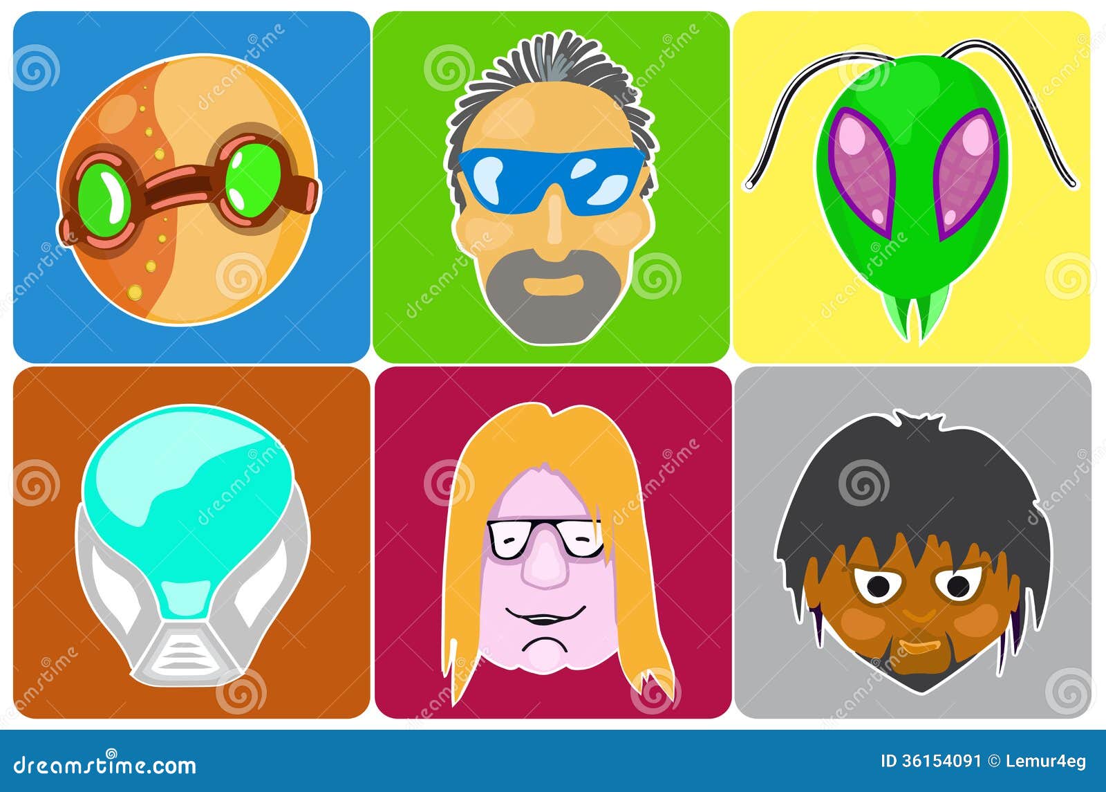 Vector Set from 6 Icons of Avatars Stock Illustration - Illustration of ...