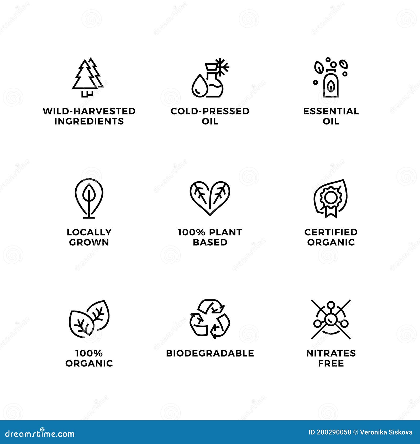 Vector Set of Icons and Badges for Natural and Organic Cosmetic with ...