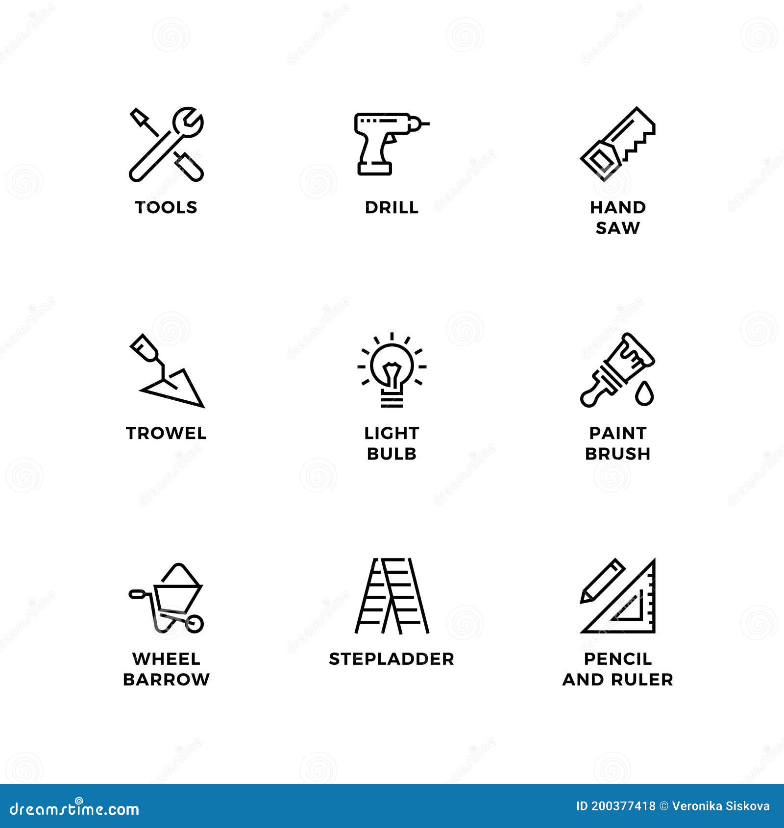 Vector Set of Icons for Construction Stock Vector - Illustration of ...