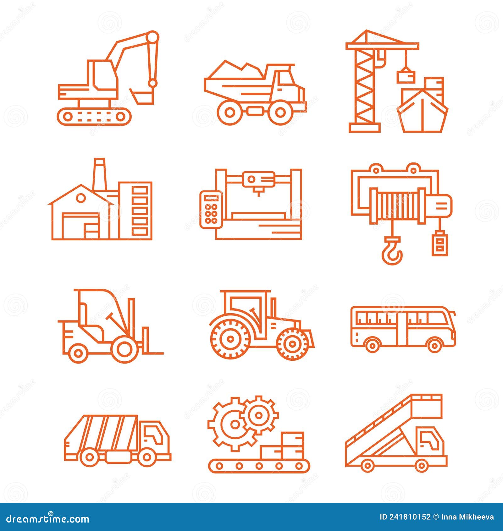 Vector Set of Icons for Construction Vehicles. Stock Vector ...