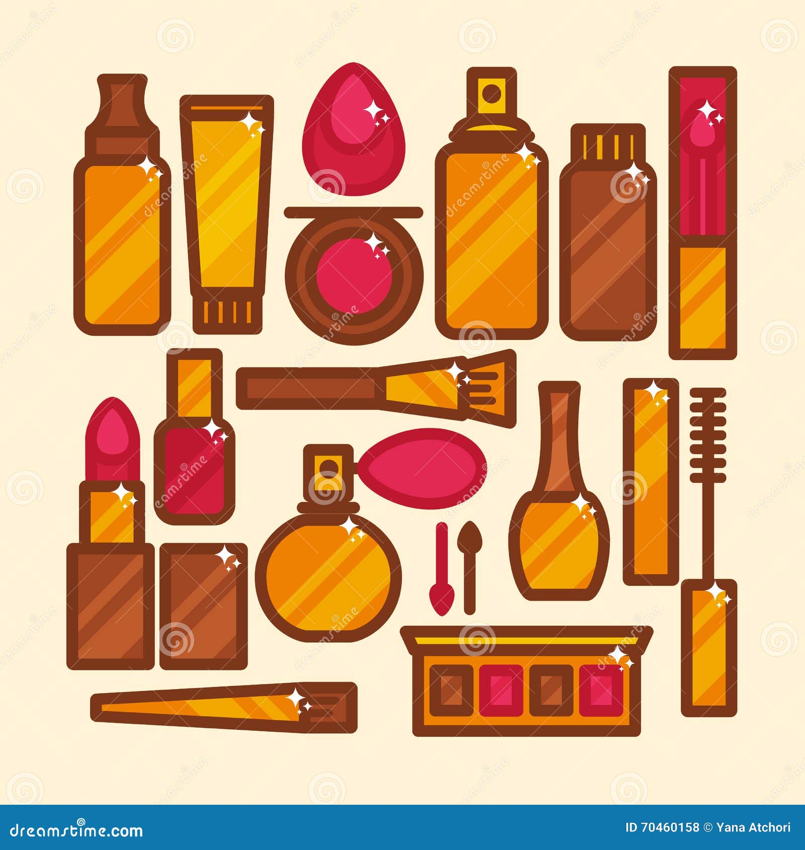 Vector Set of Icons Cosmetics in a Flat Style. Stock Vector ...