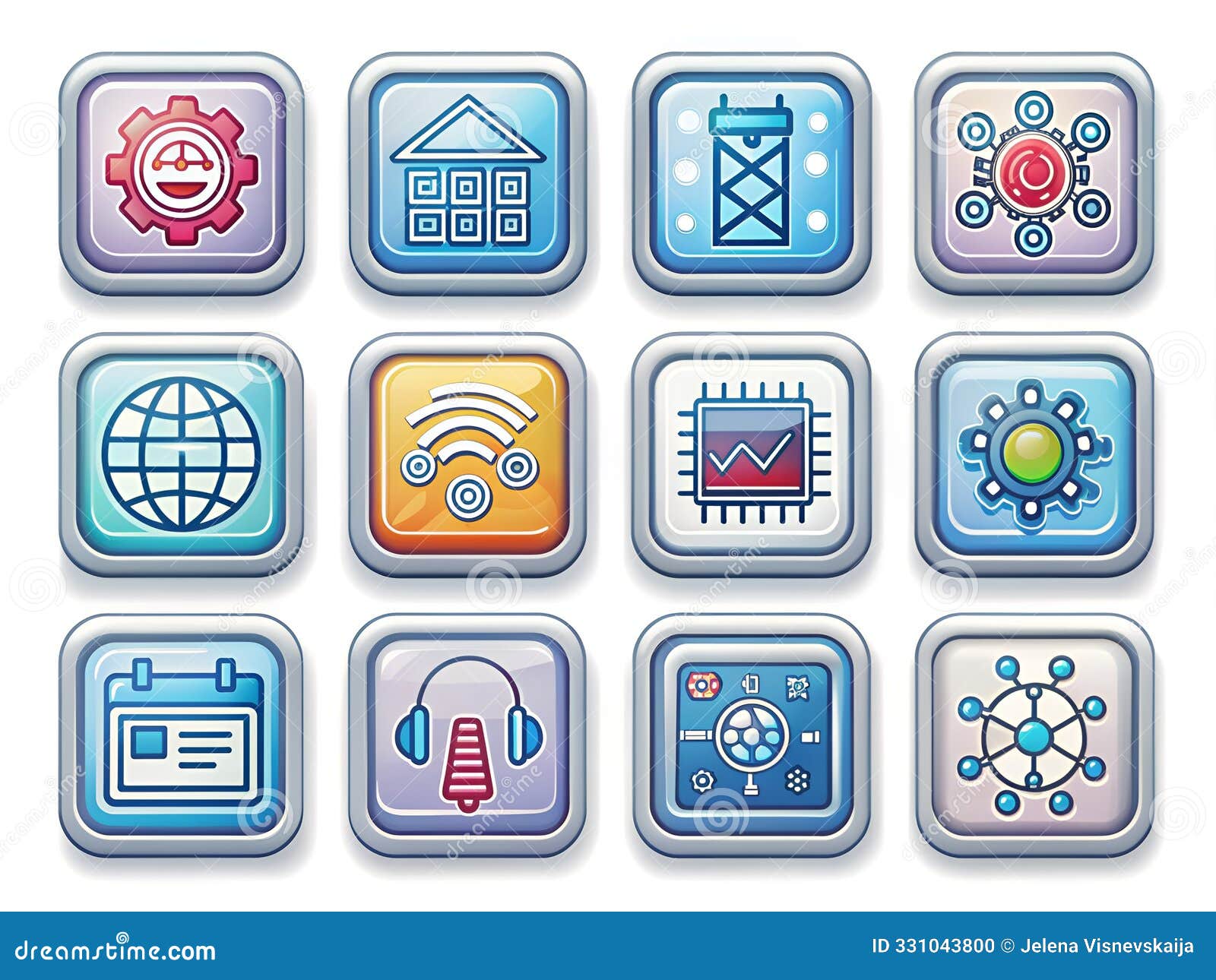 Vector Set of Icons with Different Types of Technology Stock ...
