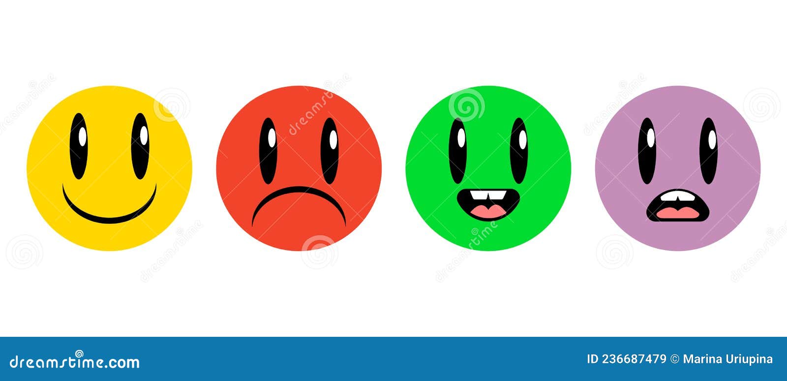 Vector Set Icons of Emoji in Different Mood Stock Vector - Illustration ...