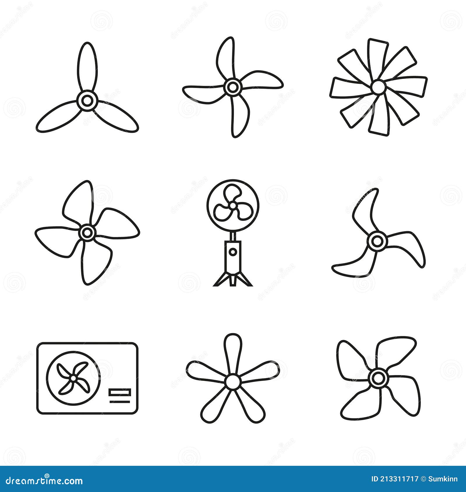 Vector Set of Icons of Fans Stock Vector - Illustration of icon, rotate ...