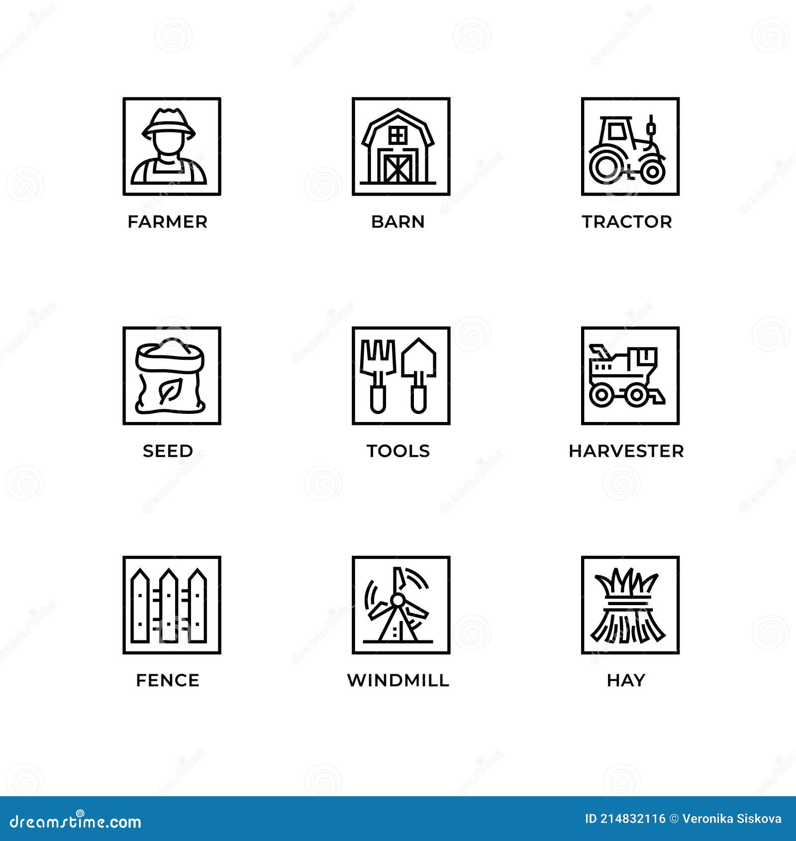 Vector Set of Icons for Farming. Line Icon Set, Editable Stroke Stock ...