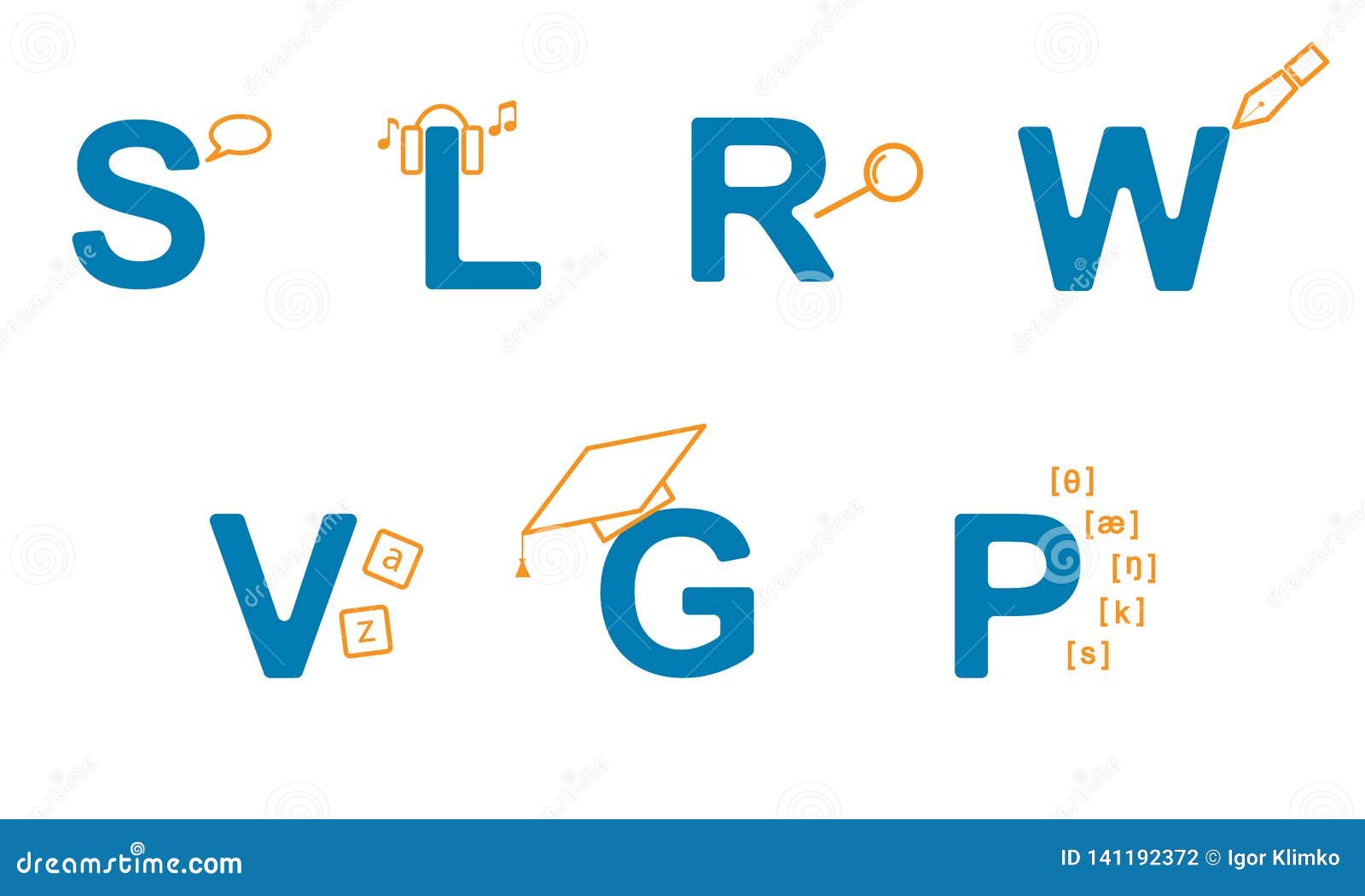 Vector Set of Icons of Learning English Stock Vector - Illustration of ...