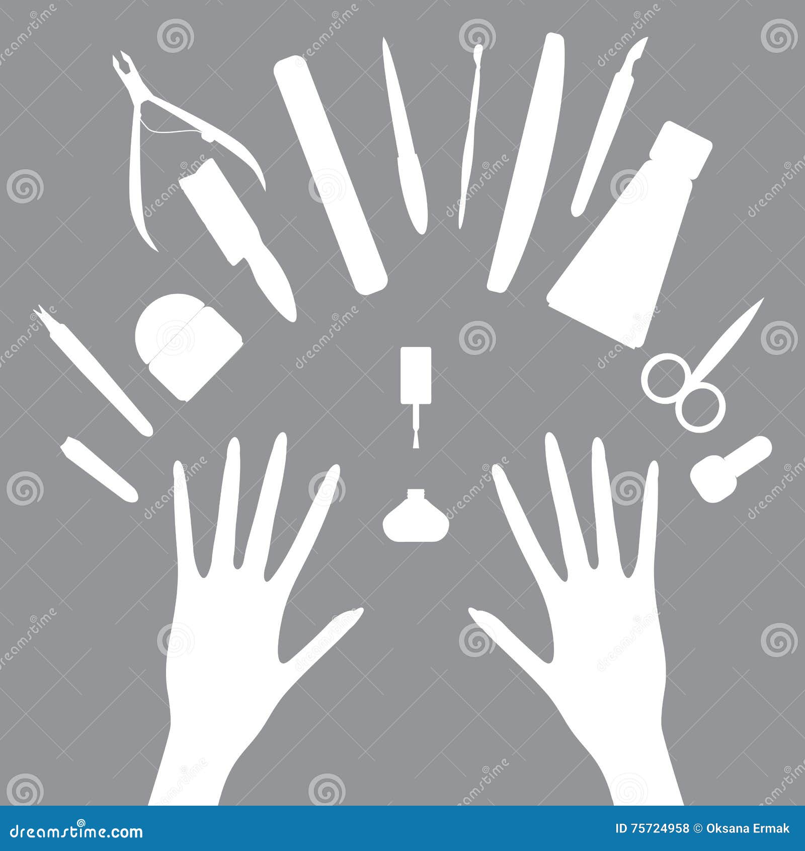 Vector Set Icons of Manicure Tools Stock Vector - Illustration of brush ...