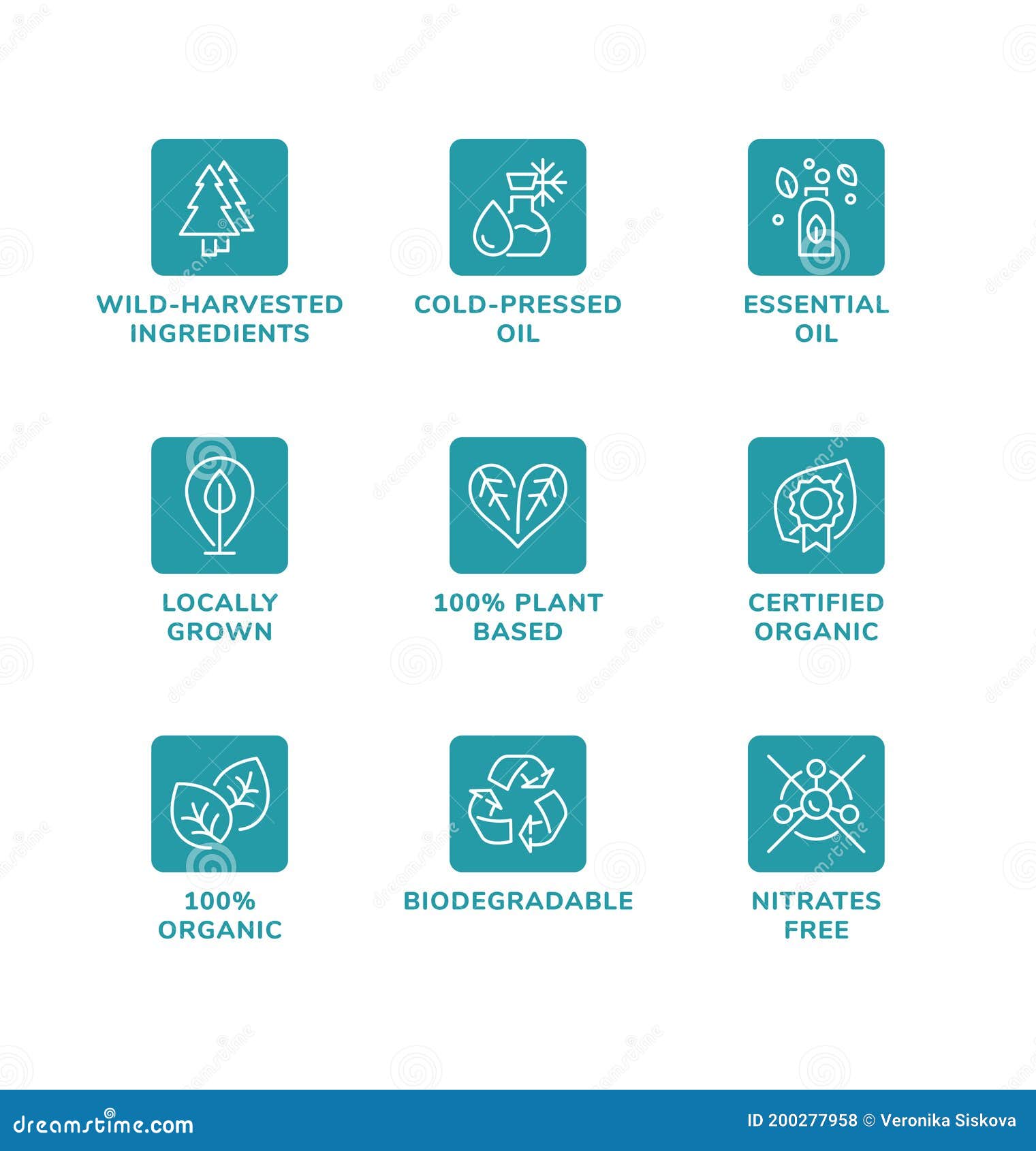Vector Set of Icons for Organic Cosmetic with Eco Based Ingredients ...