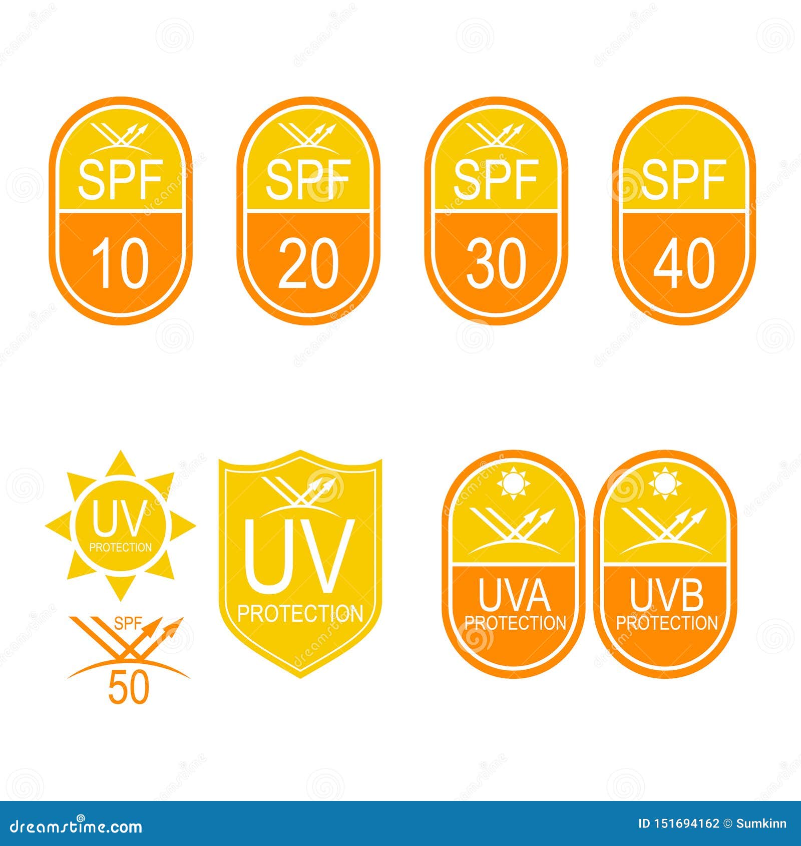 Vector set icons SPF stock vector. Illustration of care - 151694162