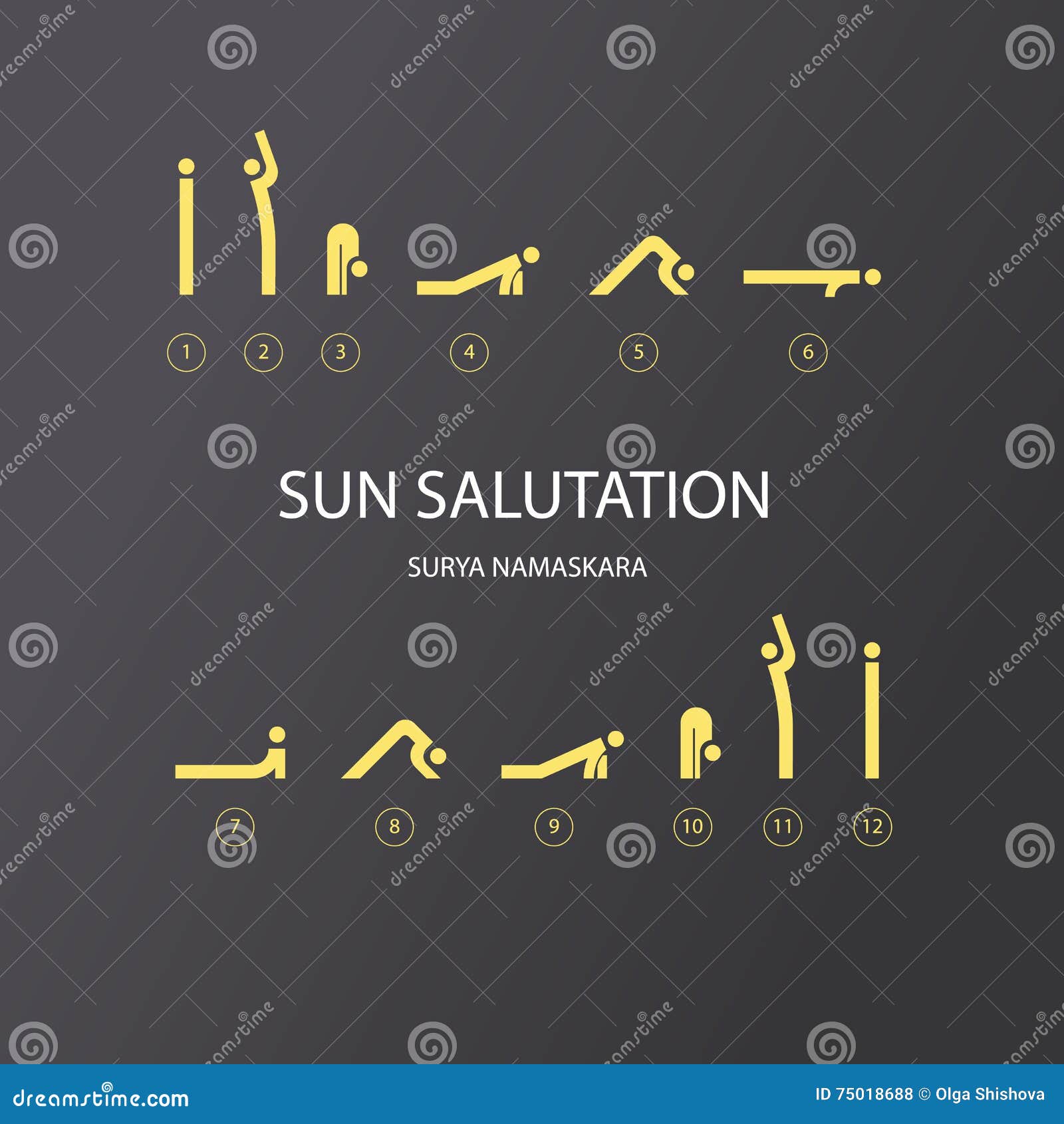 Vector Set of Icons for Sun Salutation Stock Illustration ...