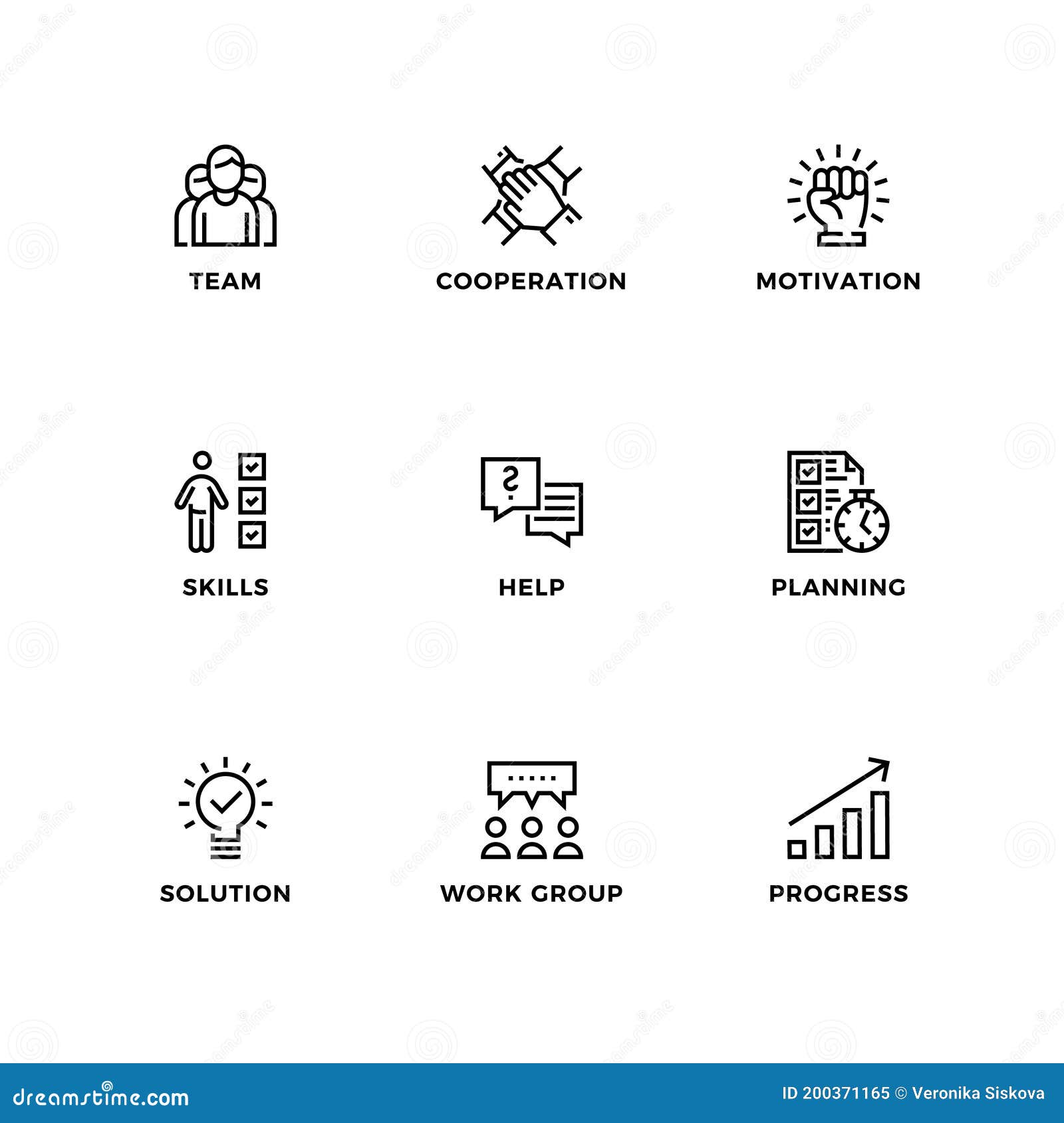 Vector Set of Icons for Teamwork Stock Vector - Illustration of ...