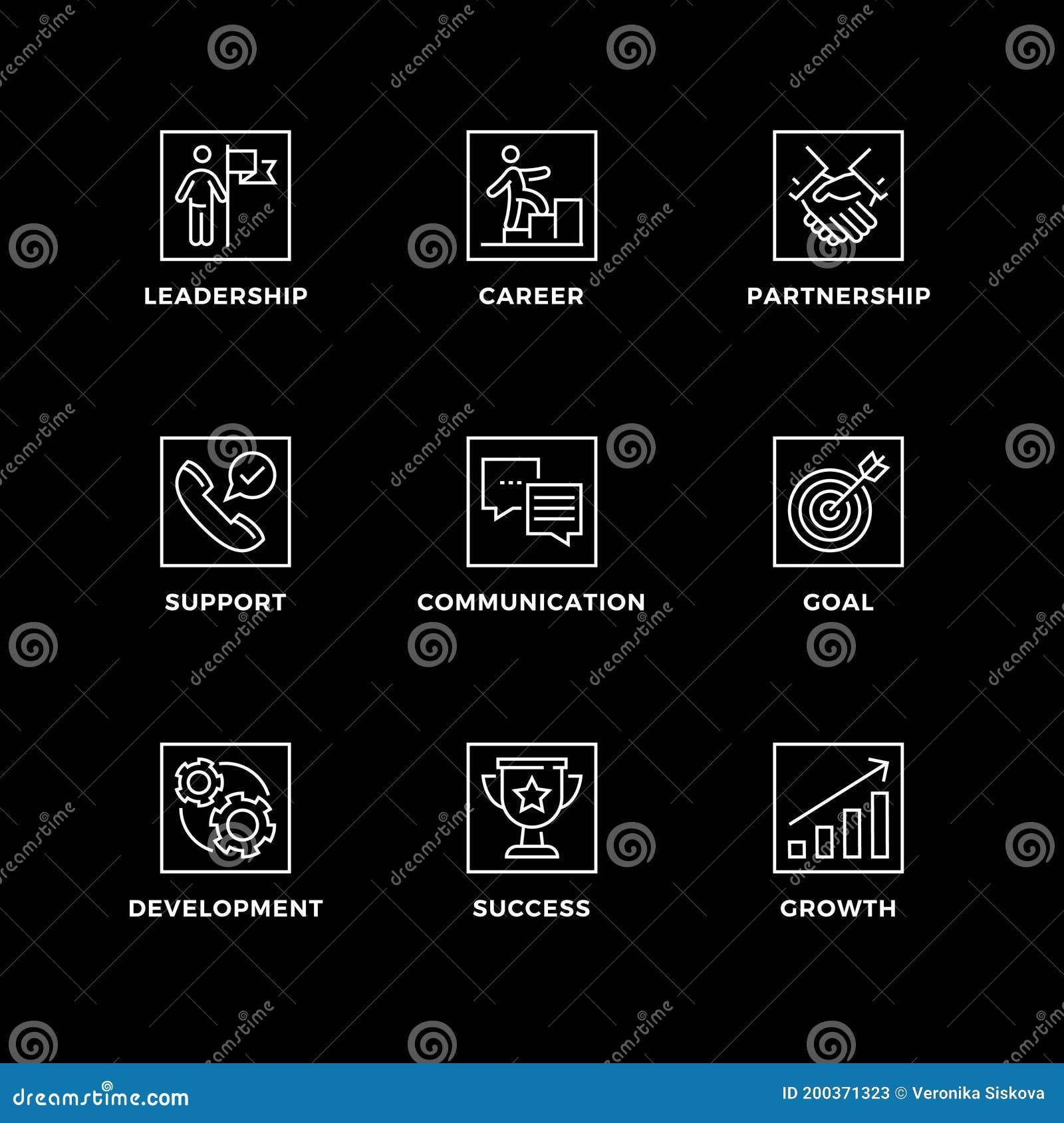 Vector Set of Icons for Teamwork Stock Vector - Illustration of line ...