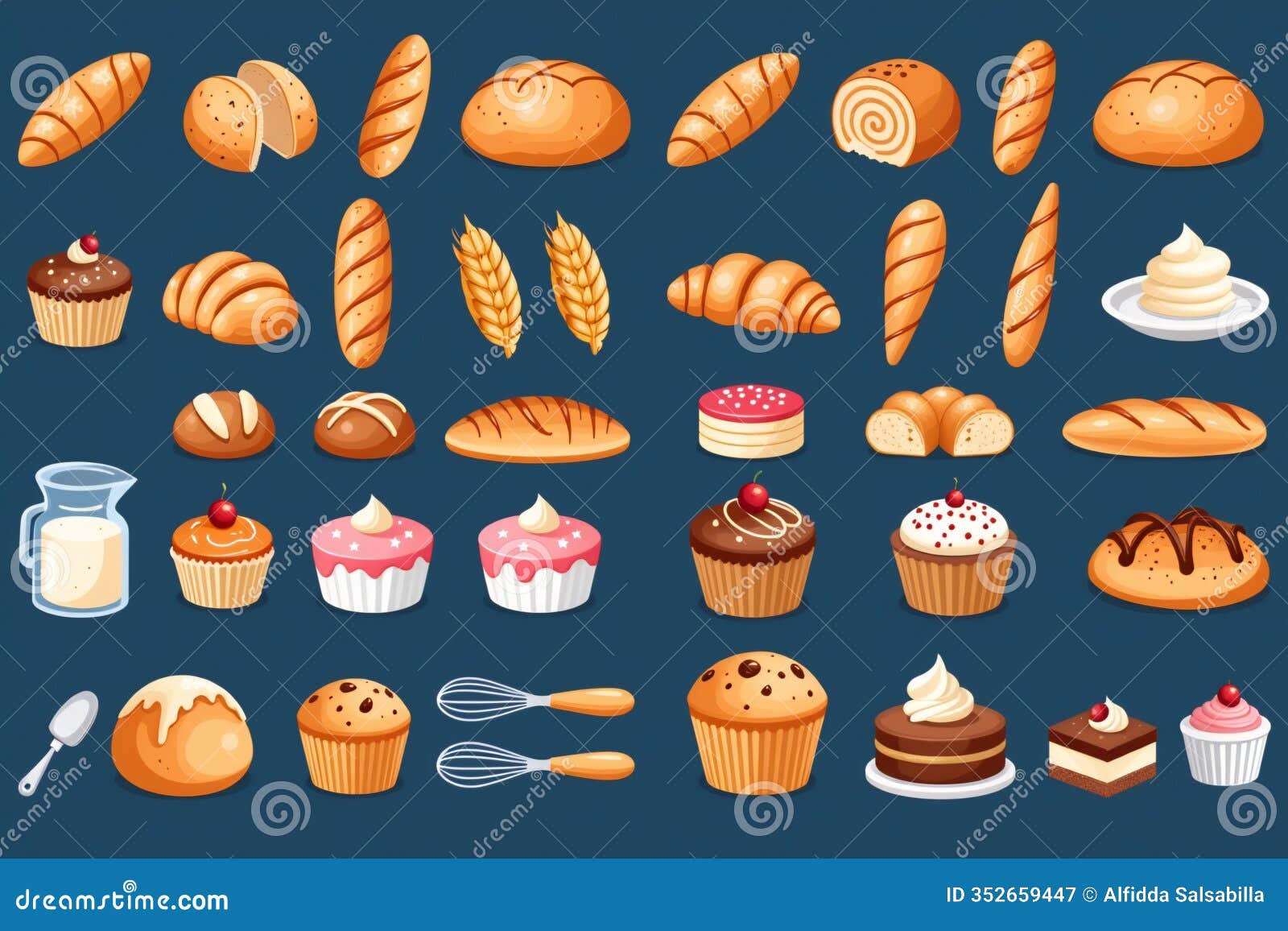 Vector Set Ideal for Handdrawn Bakery Children Book Stock Illustration ...