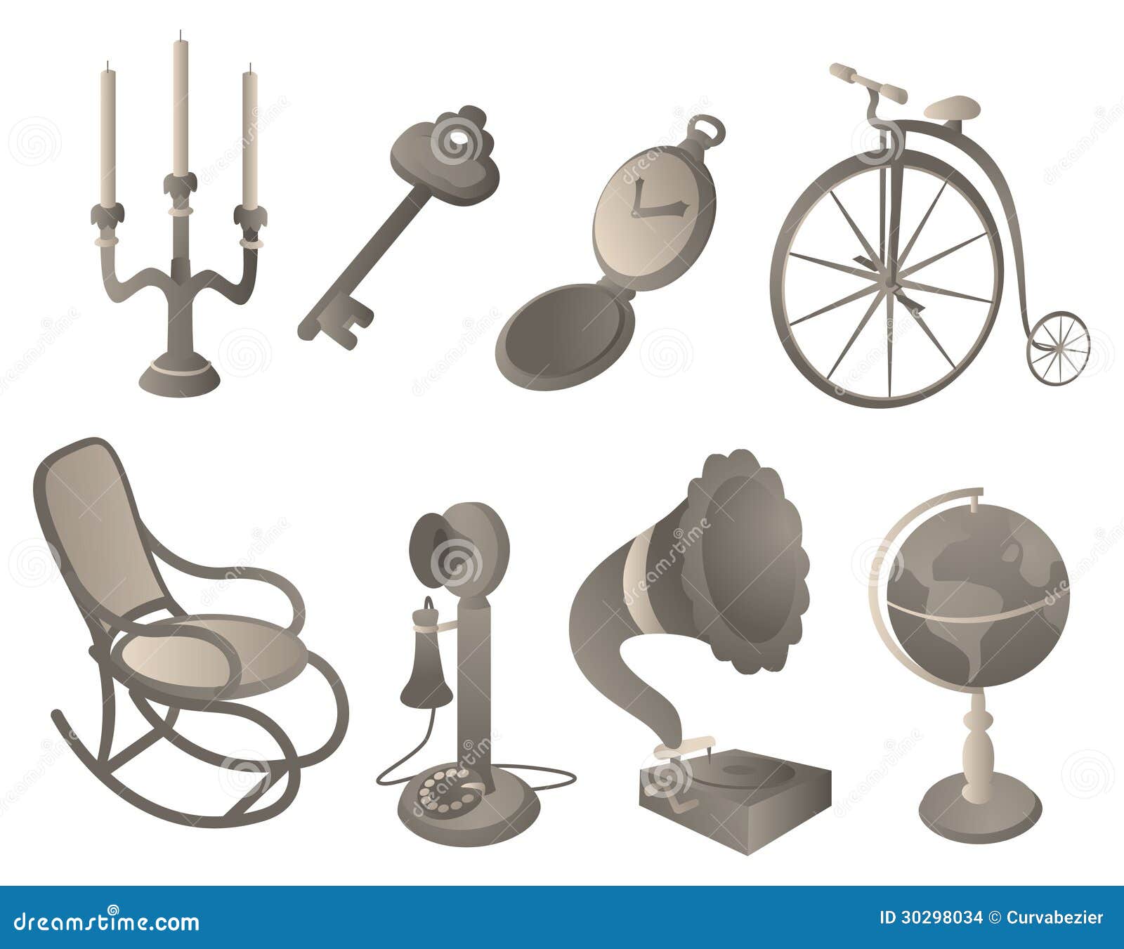 Antique objects set stock vector. Illustration of antique - 30298034