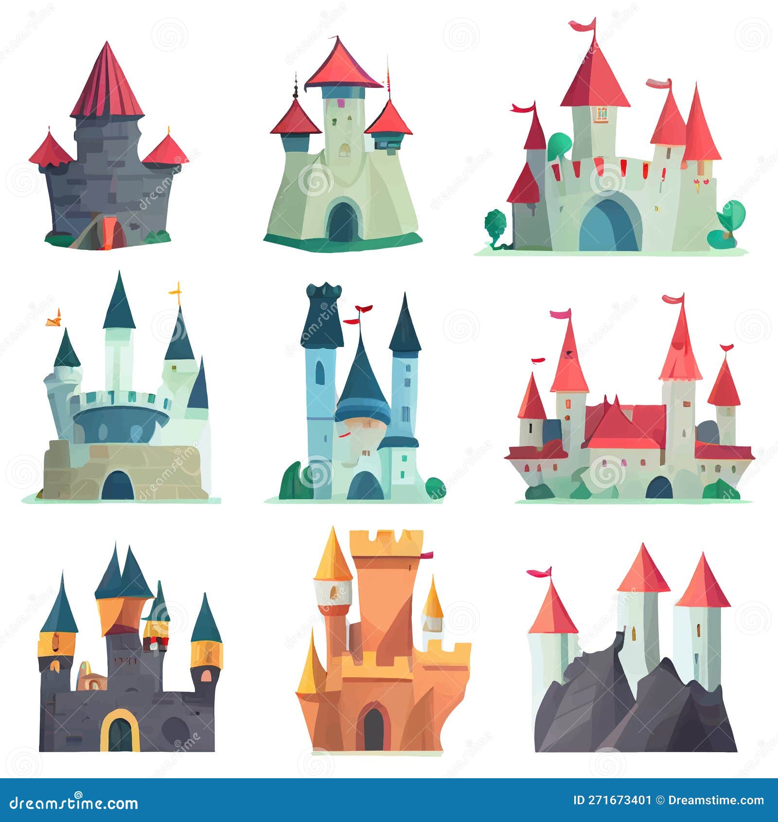 Vector Set Illustration in Cartoon Style Protected Concept Knightly ...