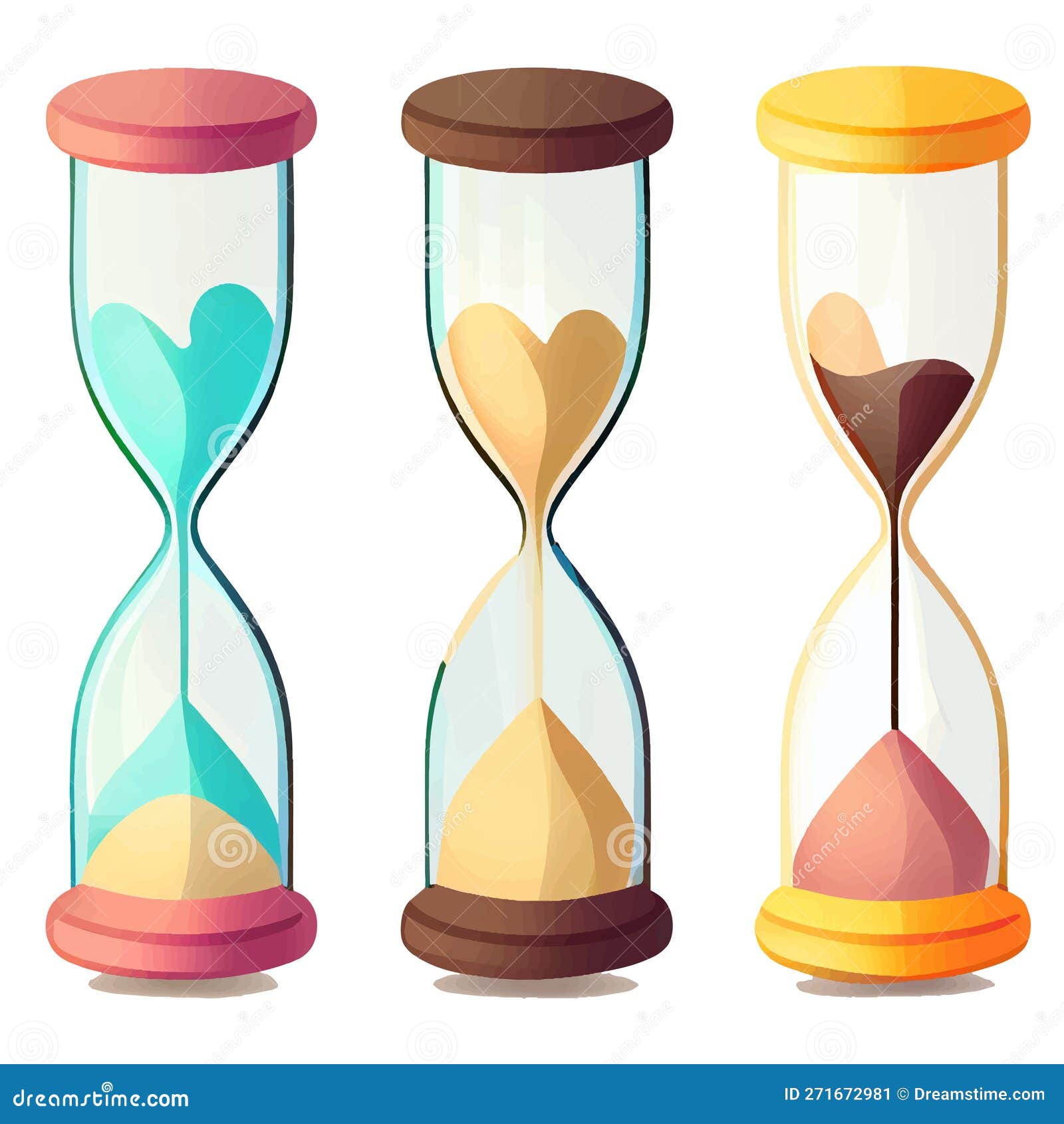 Vector Set Illustration in Cartoon Style of Sandglass Hour Stock Vector ...