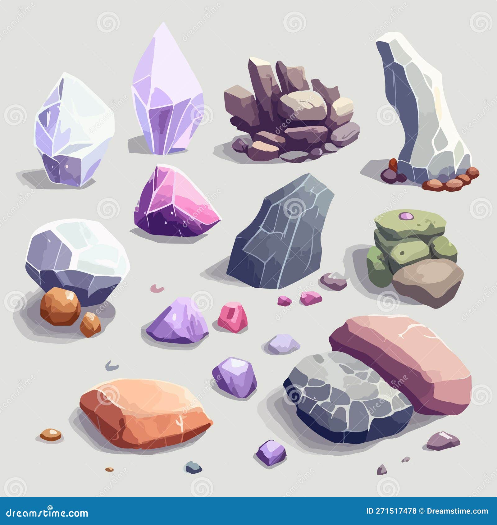 Vector Set Illustration in Cartoon Style Stones and Rocks Stock Vector ...
