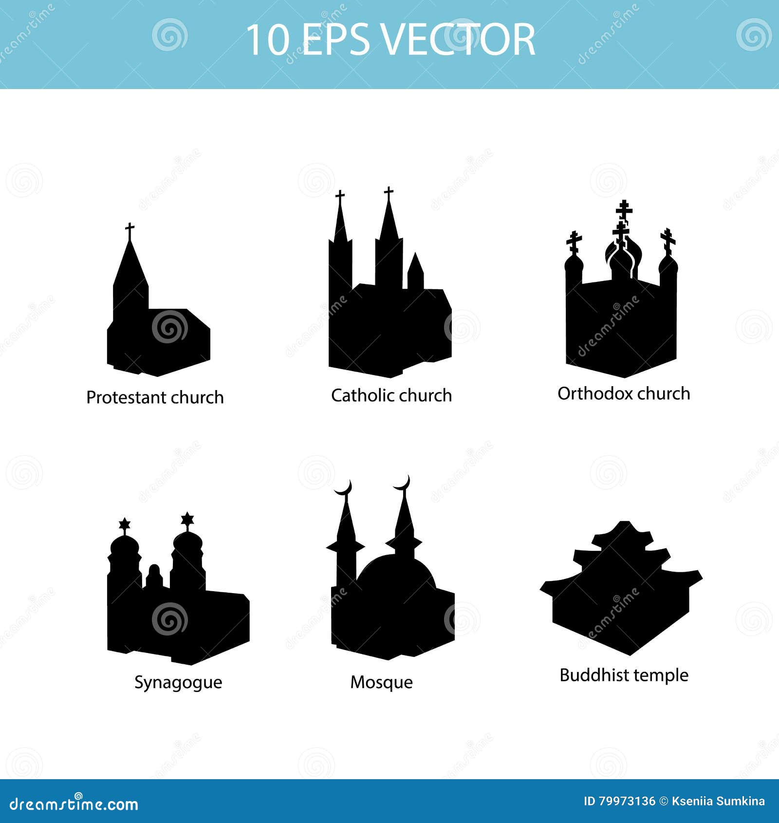 Vector Set Illustration of Temples Stock Vector - Illustration of hope ...
