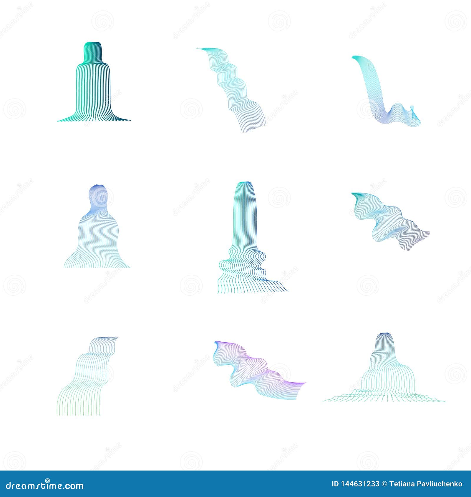 Vector Set of Illustration of Waterfall Cascade Stock Vector ...
