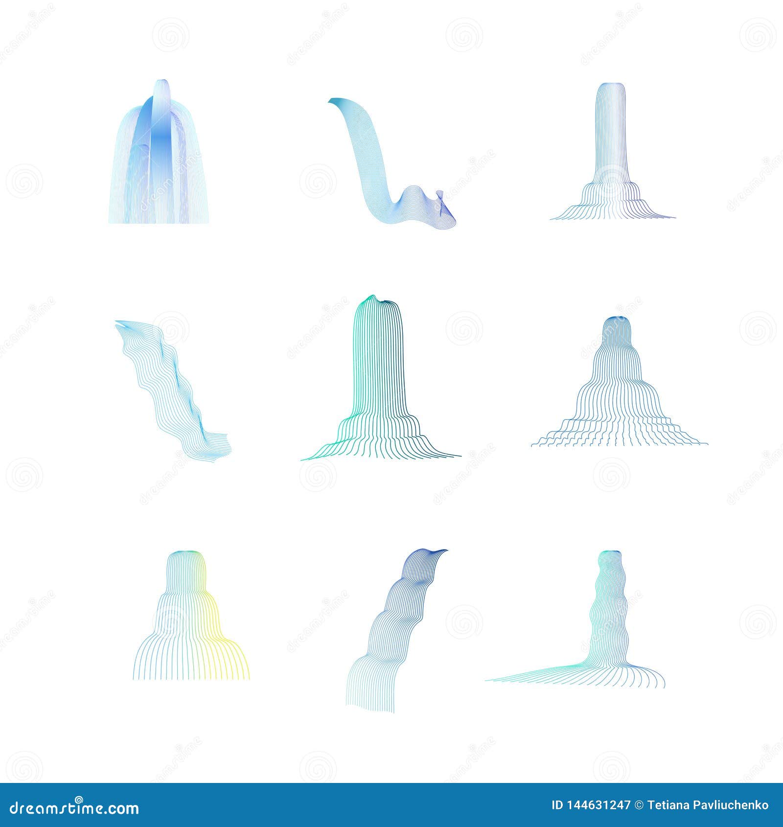Vector Set of Illustration of Waterfall Cascade Stock Vector ...