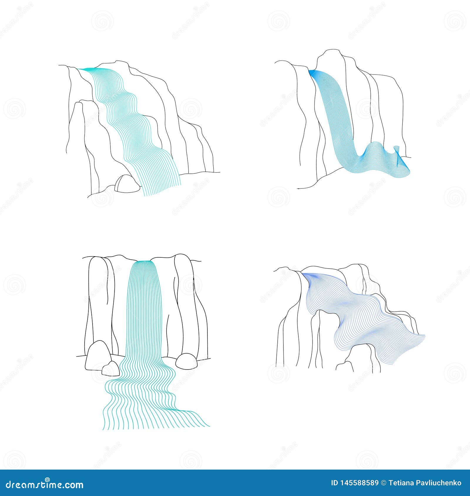 Vector Set of Illustration of Waterfall Cascade Stock Vector ...