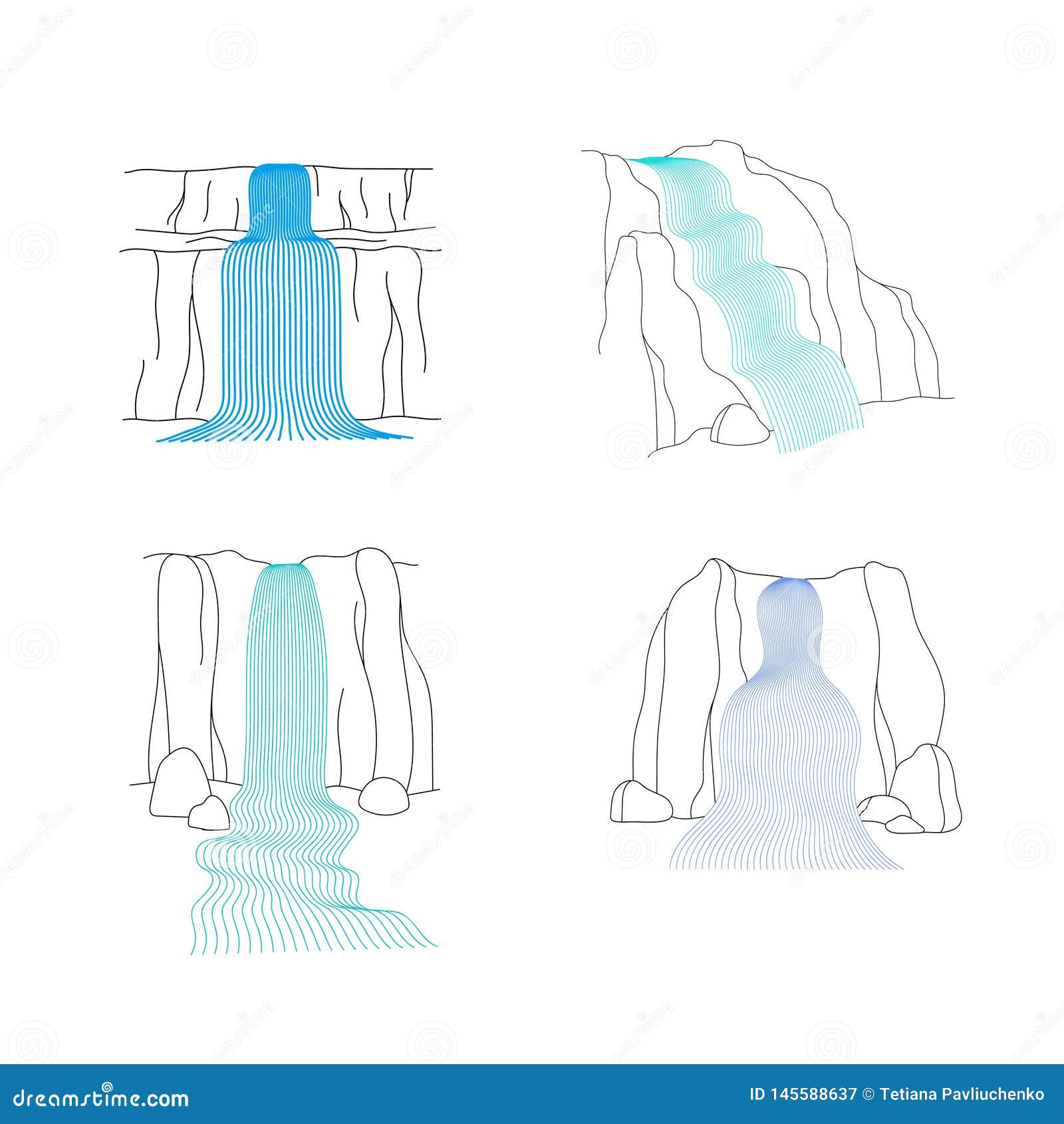 Vector Set of Illustration of Waterfall Cascade Stock Vector ...
