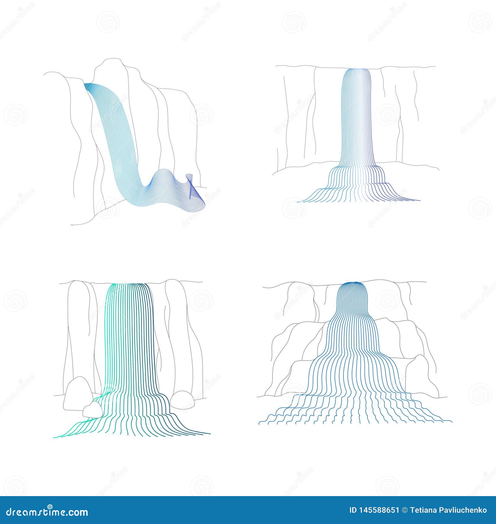 Vector Set of Illustration of Waterfall Cascade Stock Vector ...