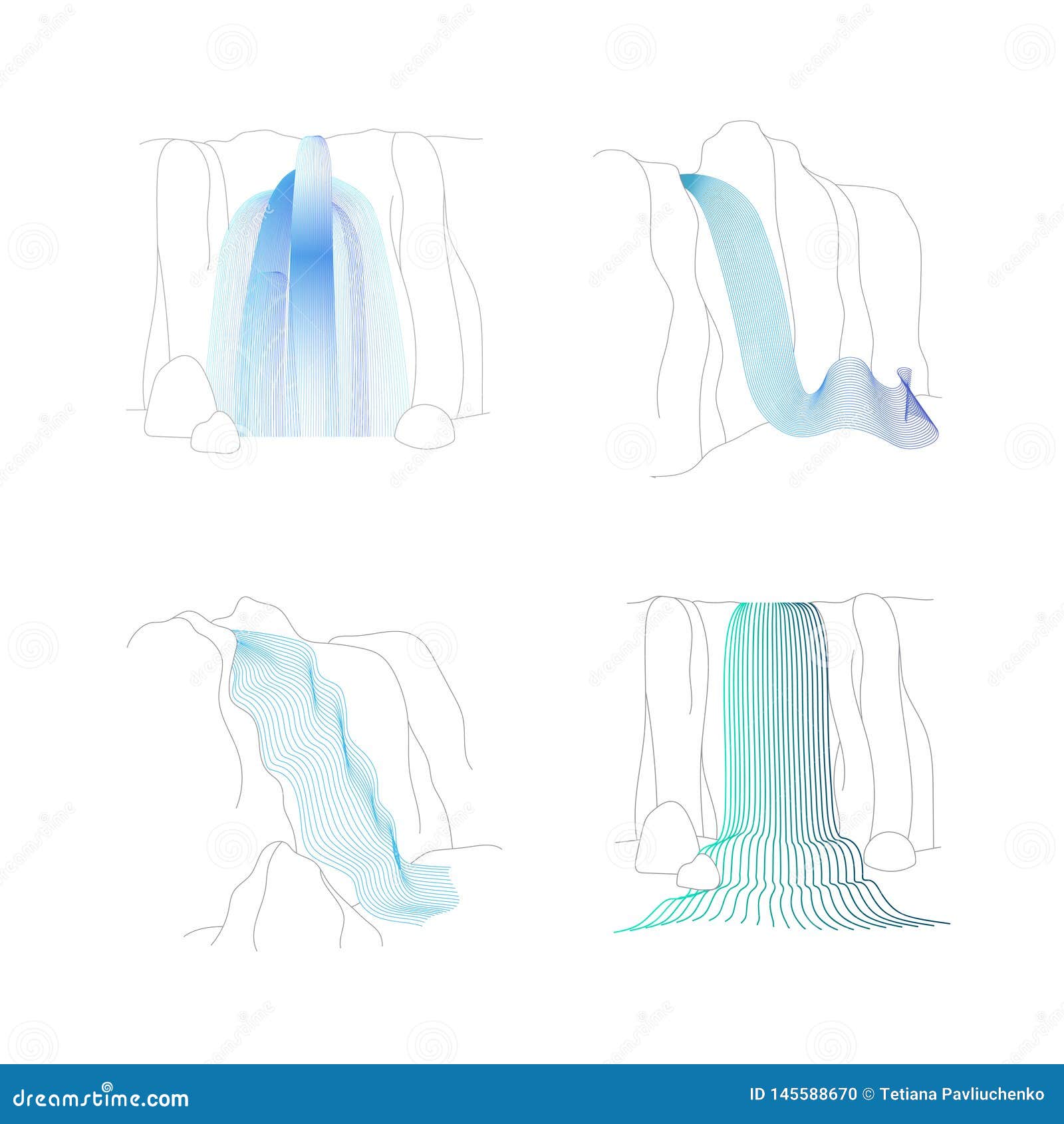 Vector Set of Illustration of Waterfall Cascade Stock Vector ...