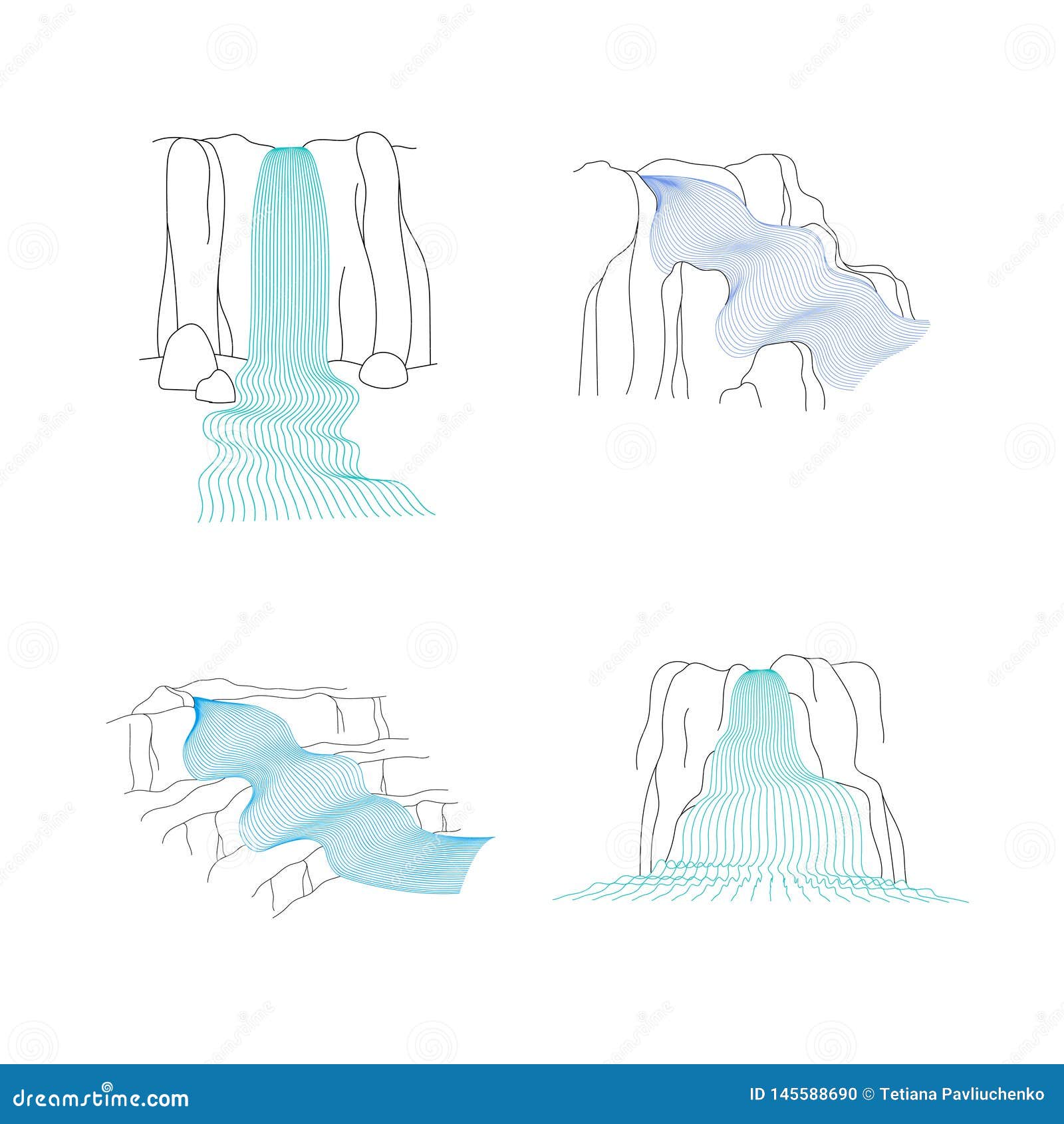 Vector Set of Illustration of Waterfall Cascade Stock Vector ...