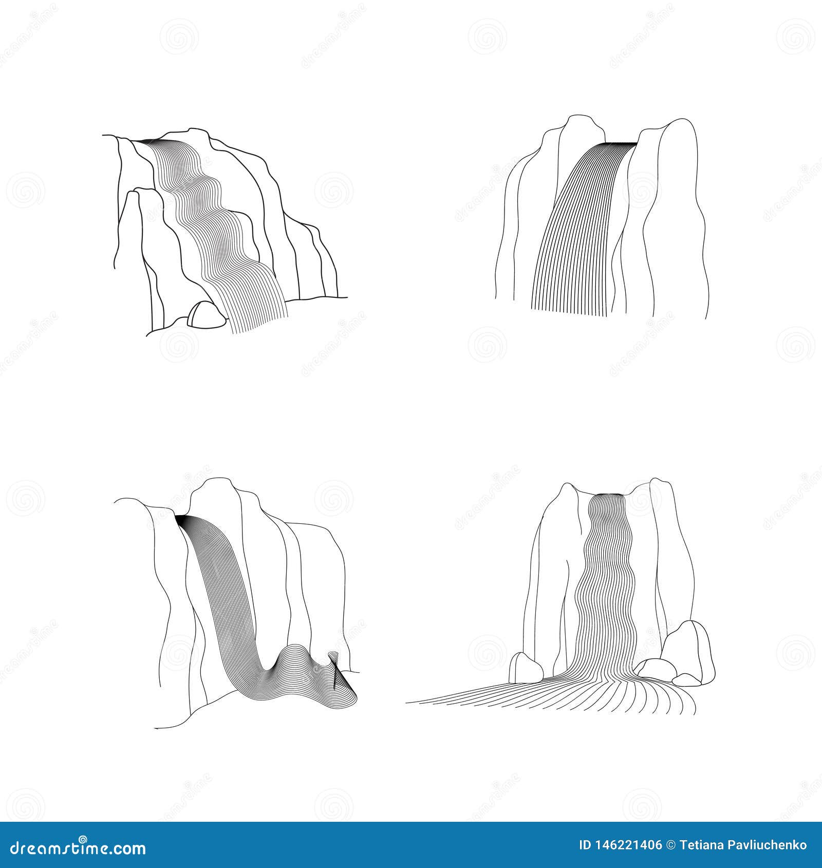 Vector Set of Illustration of Waterfall Cascade Stock Vector ...