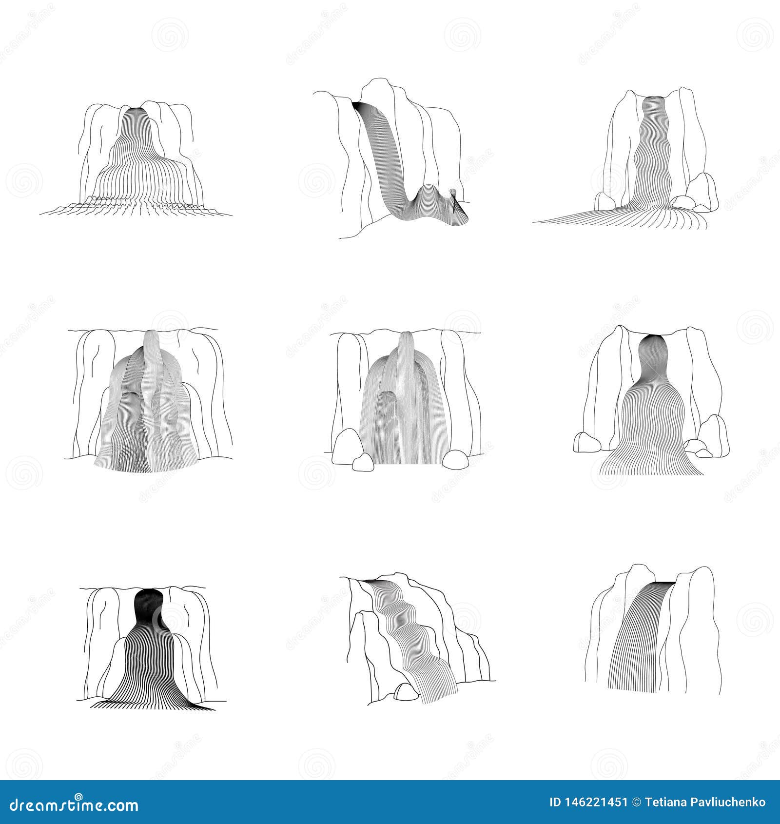 Vector Set of Illustration of Waterfall Cascade Stock Vector ...