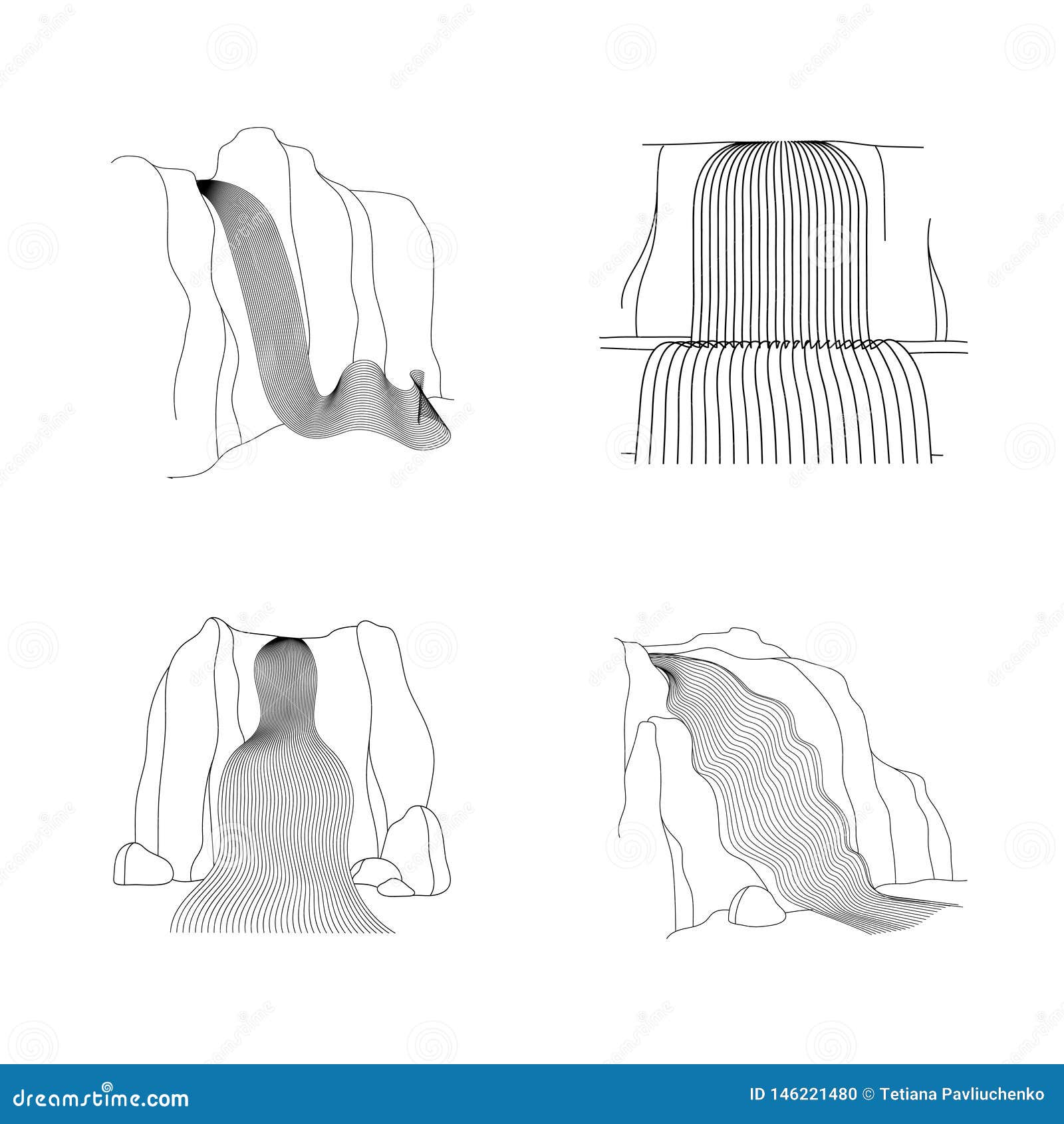 Vector Set of Illustration of Waterfall Cascade Stock Vector ...