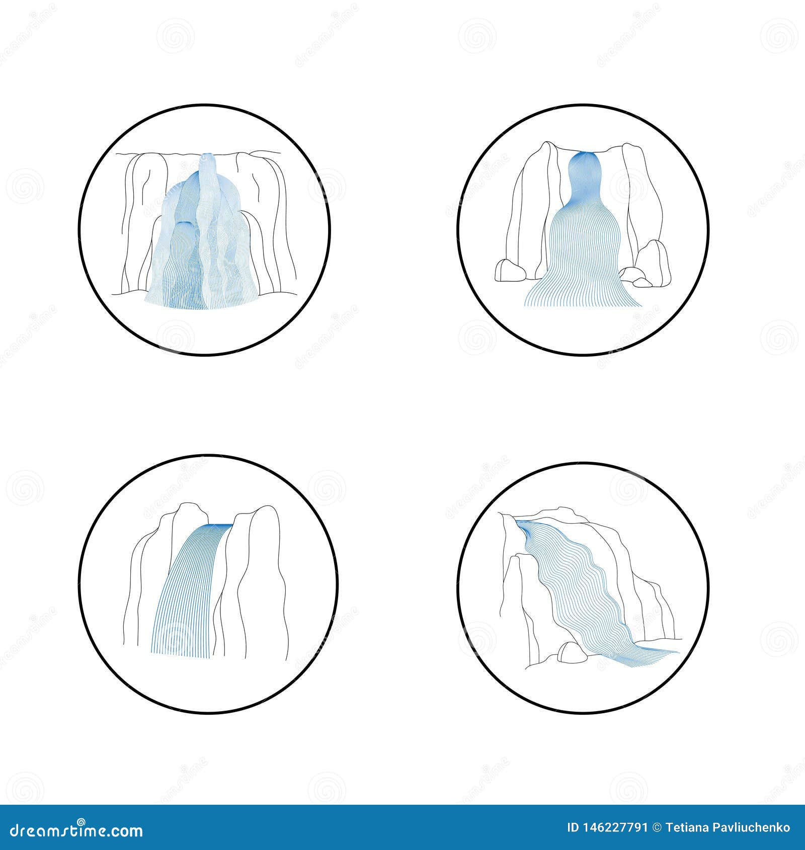Vector Set Of Illustration Of Waterfall Cascade | CartoonDealer.com ...