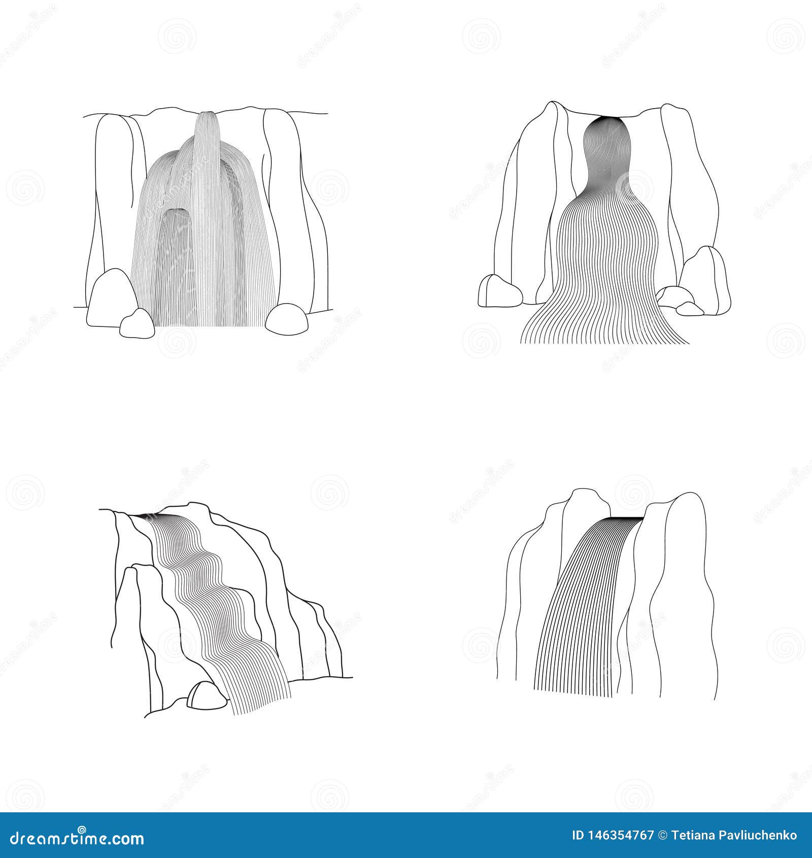 Vector Set of Illustration of Waterfall Cascade Stock Vector ...