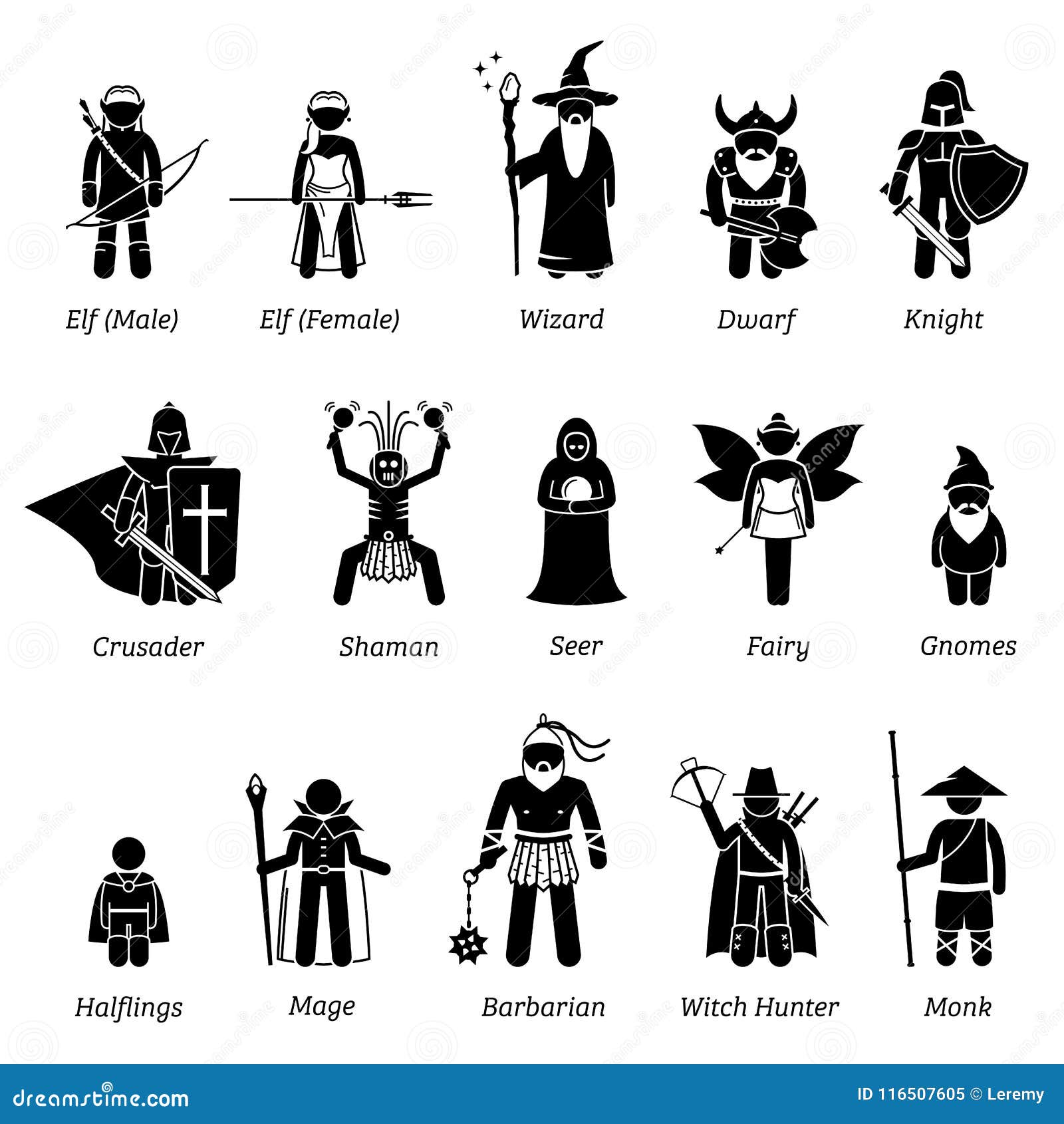 Ancient Medieval Fantasy Characters Classes and Warriors Icon Set ... Ancient Medieval Fantasy Characters Classes and Warriors Icon Set ...
