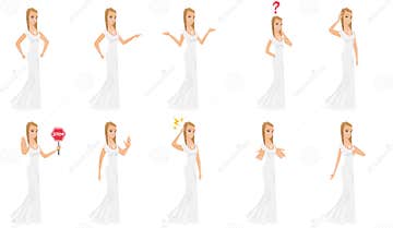 Vector Set of Illustrations with Bride Character. Stock Vector ...