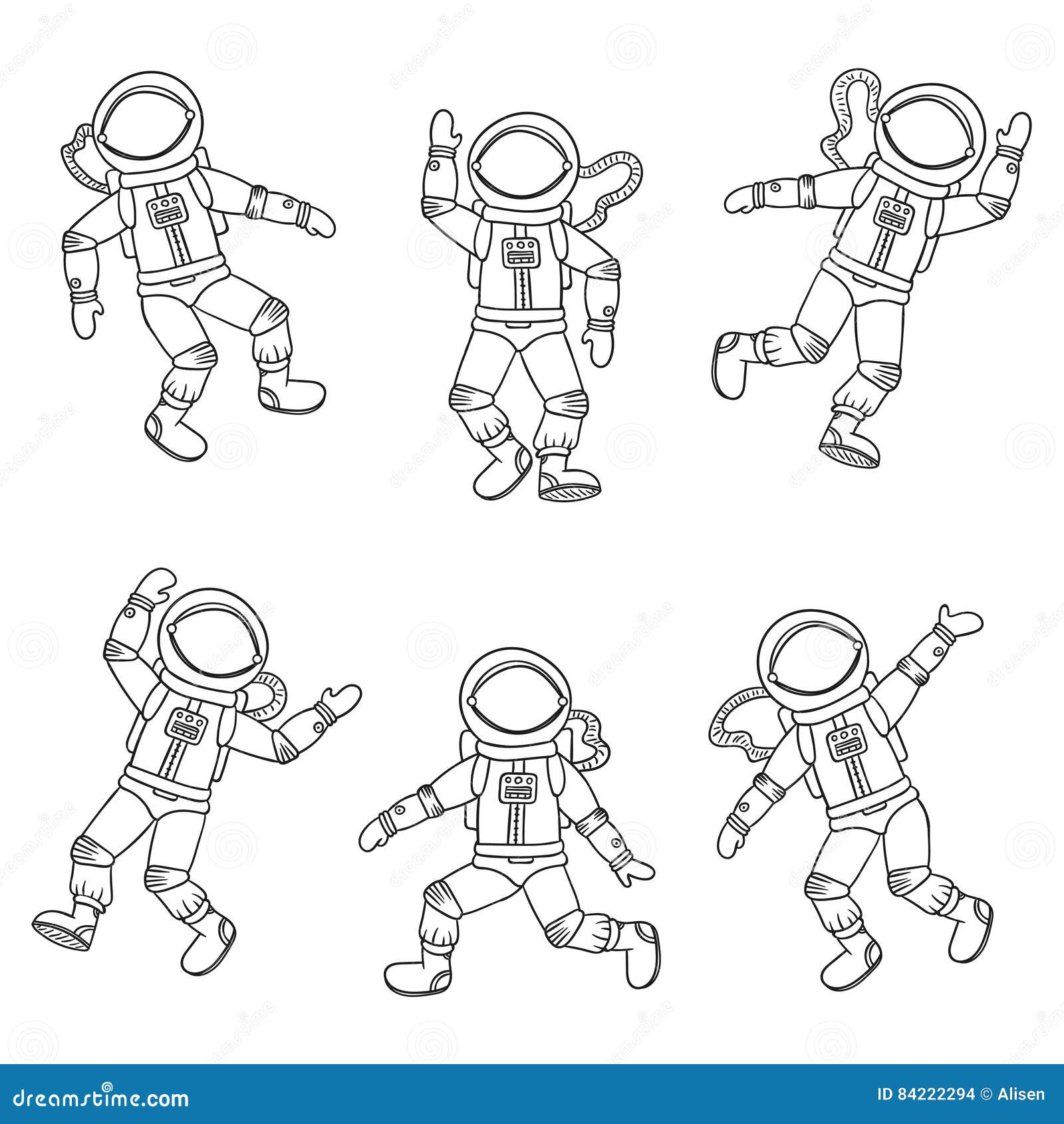 Vector Set of Illustrations Cosmonauts Stock Vector - Illustration of ...