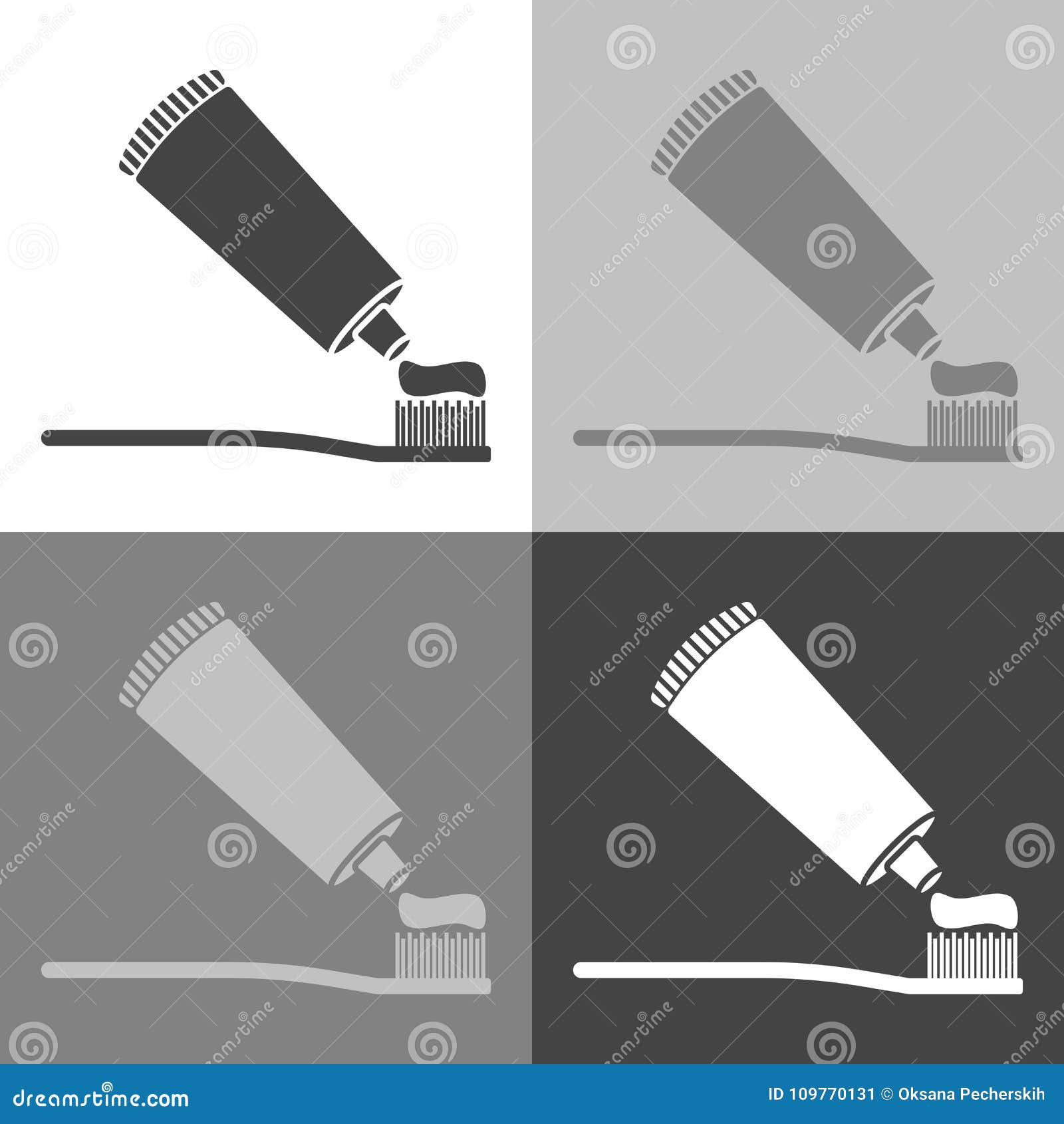 Vector Set Image of Toothbrush and Open Toothpaste. Vector Icon Stock ...