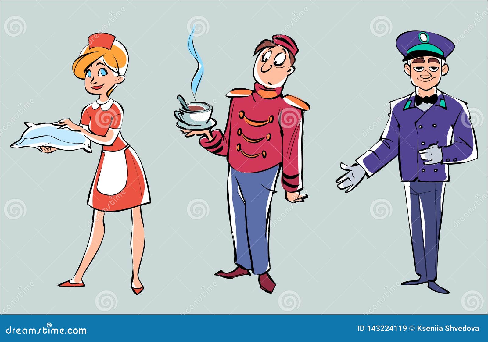 Vector Set of Images of Hotel Workers Stock Vector - Illustration of ...