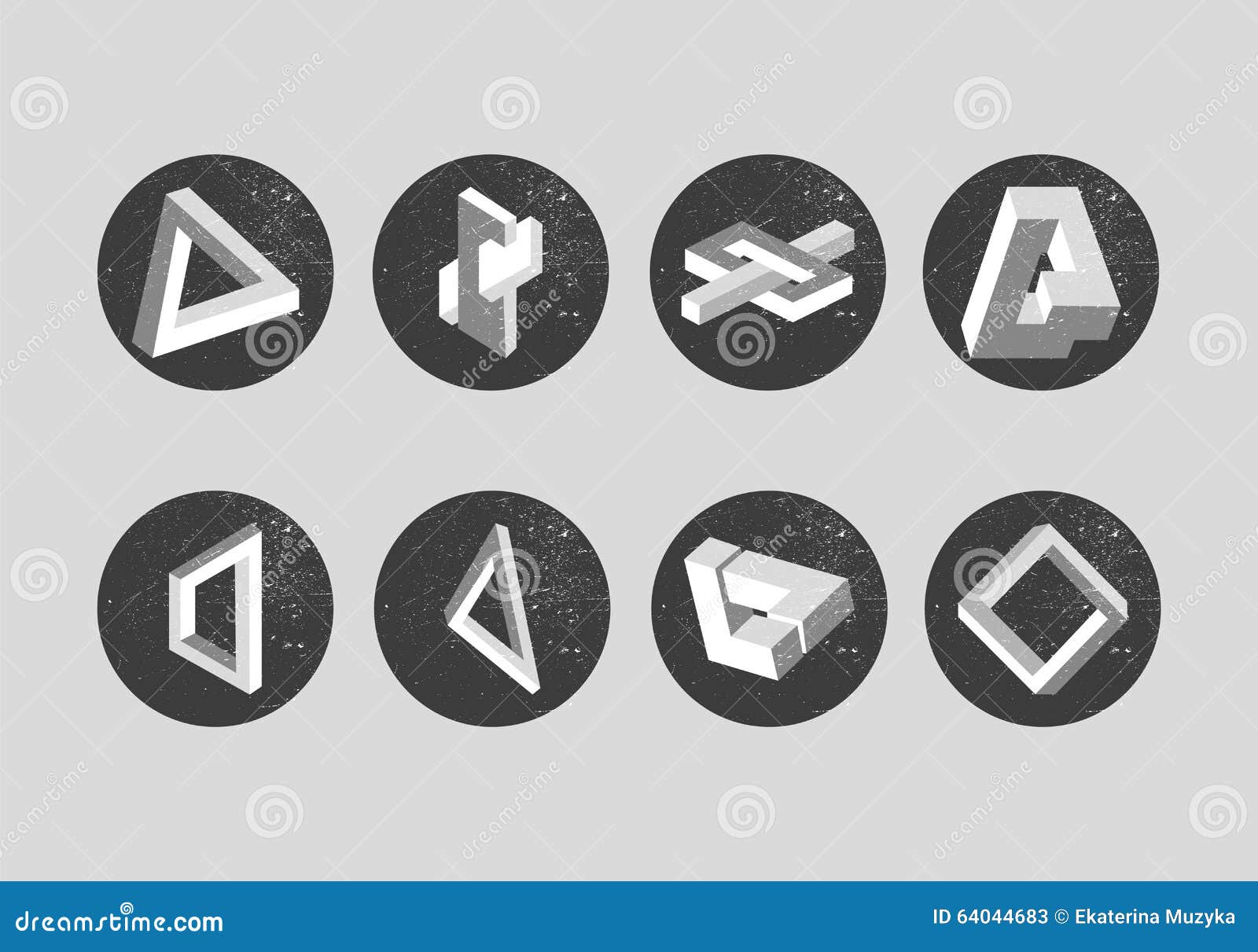 Impossible Objects: Triangle, Infinity Symbol, Circle, Square. Vector ...