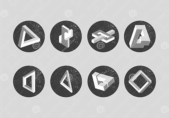 Vector Set of Impossible Objects. Geometric Shapes Stock Vector ...