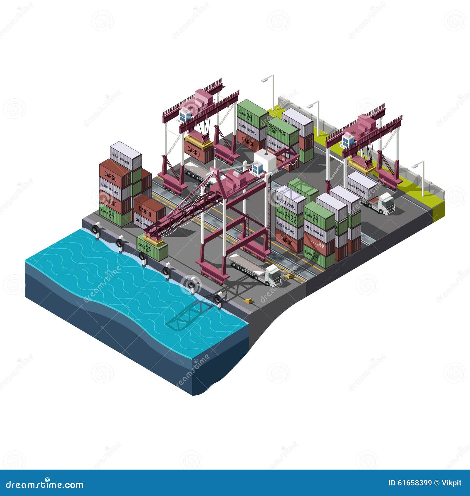 Vector Set with Industrial Construction Cranes that Make Loading Stock ...