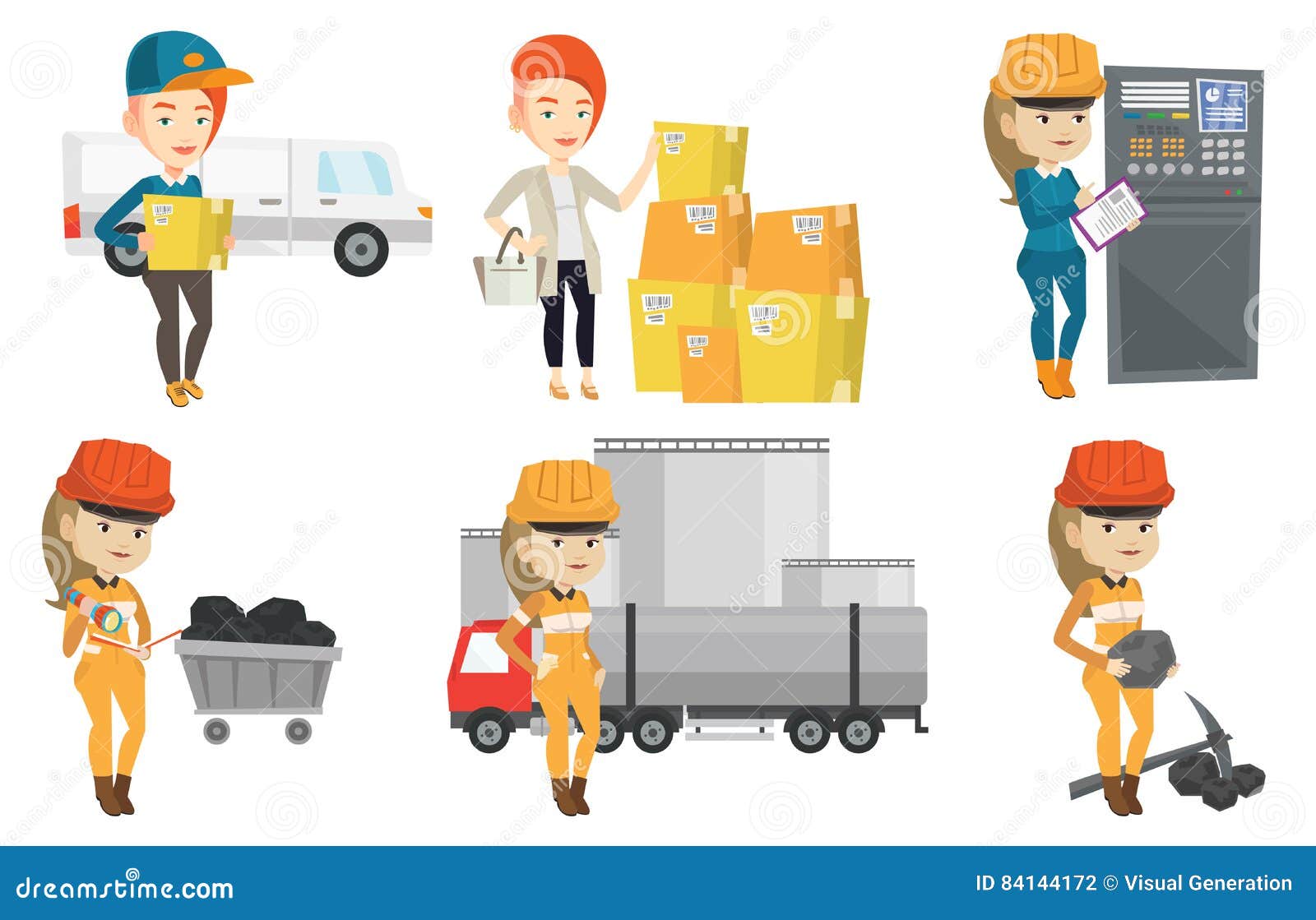 Vector Set of Industrial Workers. Stock Vector - Illustration of woman ...